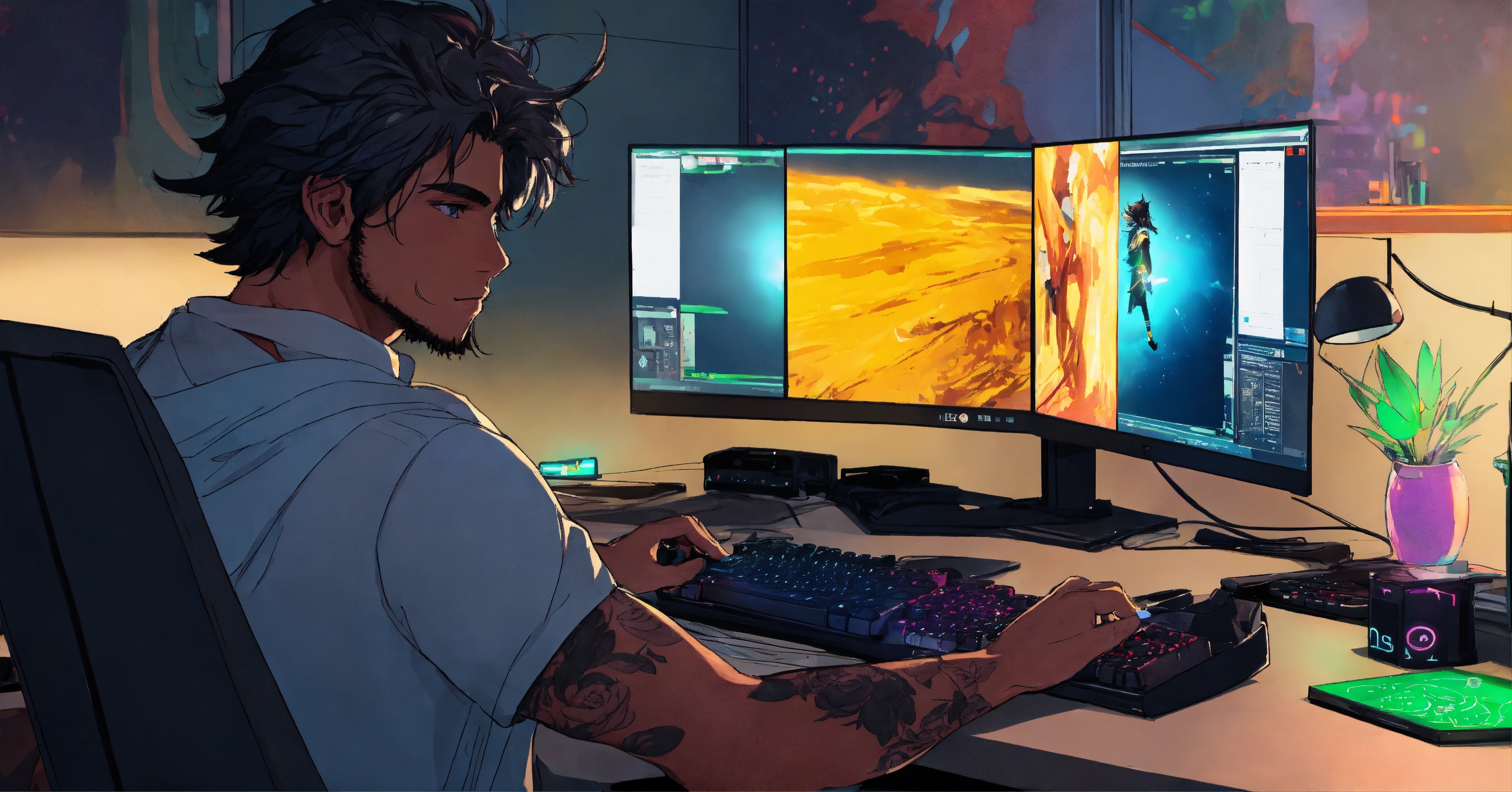 Lexica - Un jeune homme noir métisser avec des cheveux long nattés ...