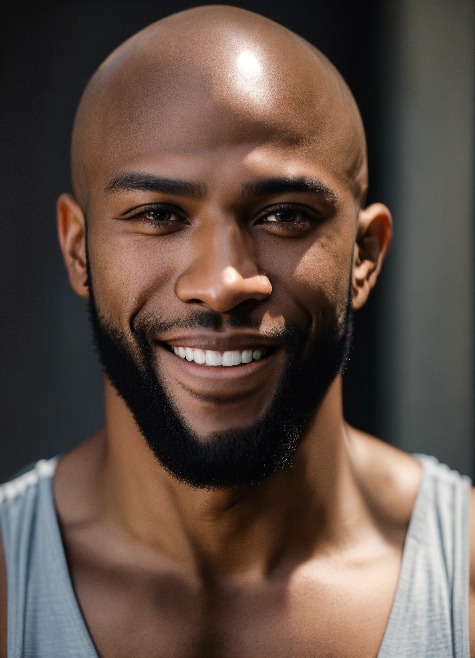 Lexica - Photo portrait of a gorgeous 26-year-old black man with a bald ...