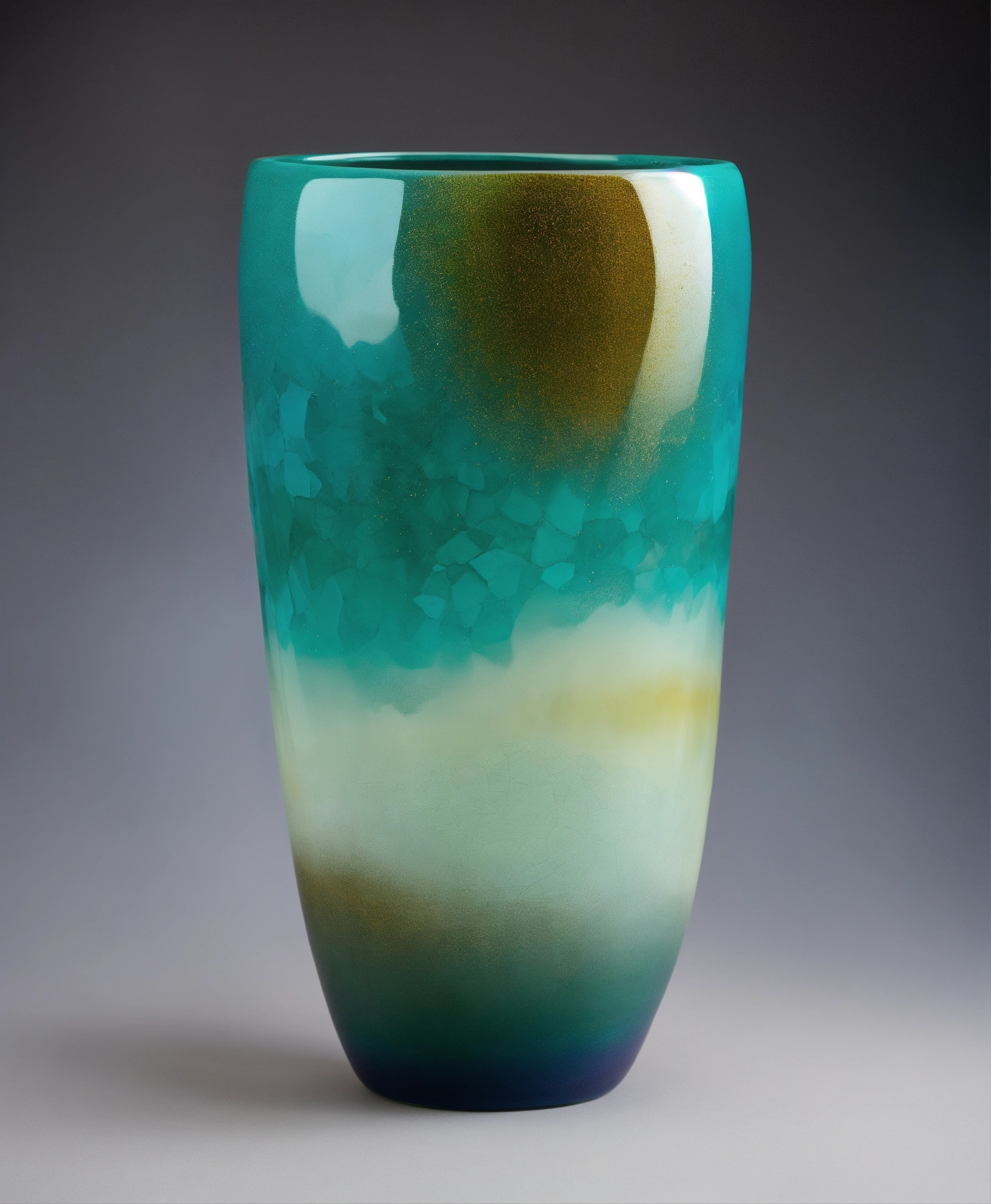 Lexica - Unique glass abstract ceramic vase, amazonite glass, gradient background