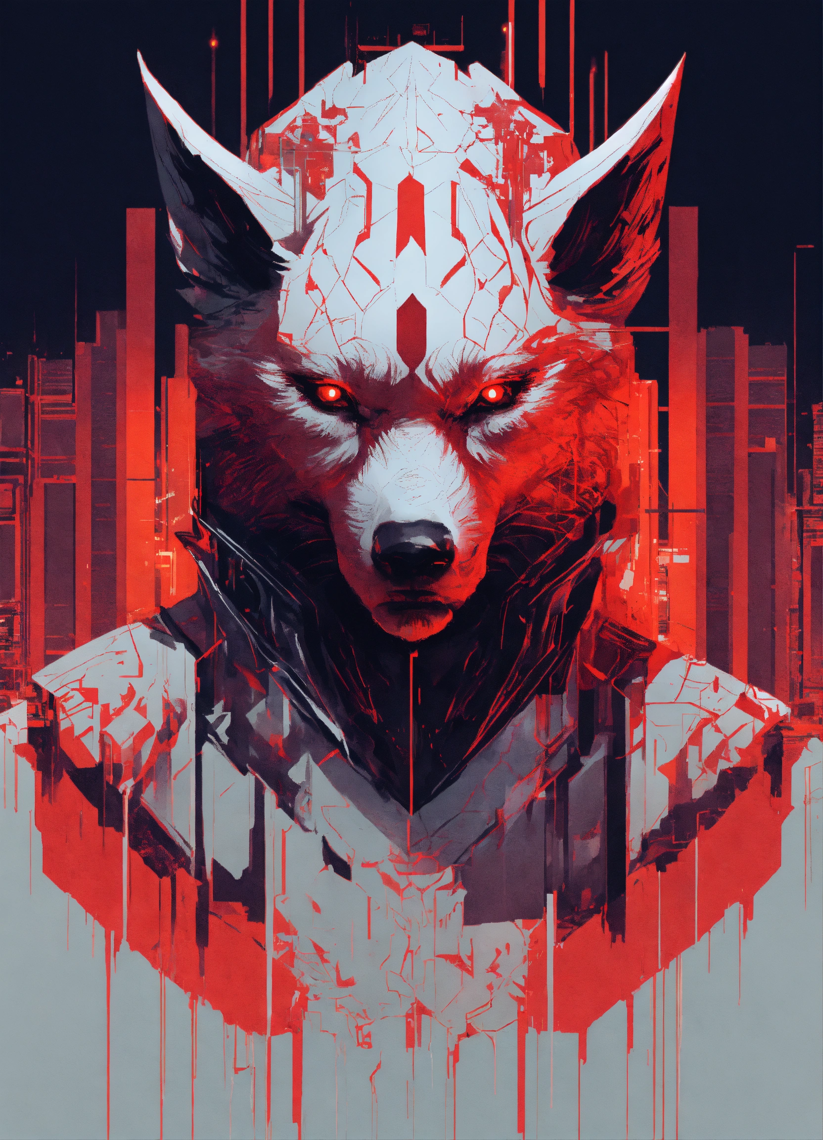 Lexica - Dark Illustration of a skinwalker, style of glitch art ...