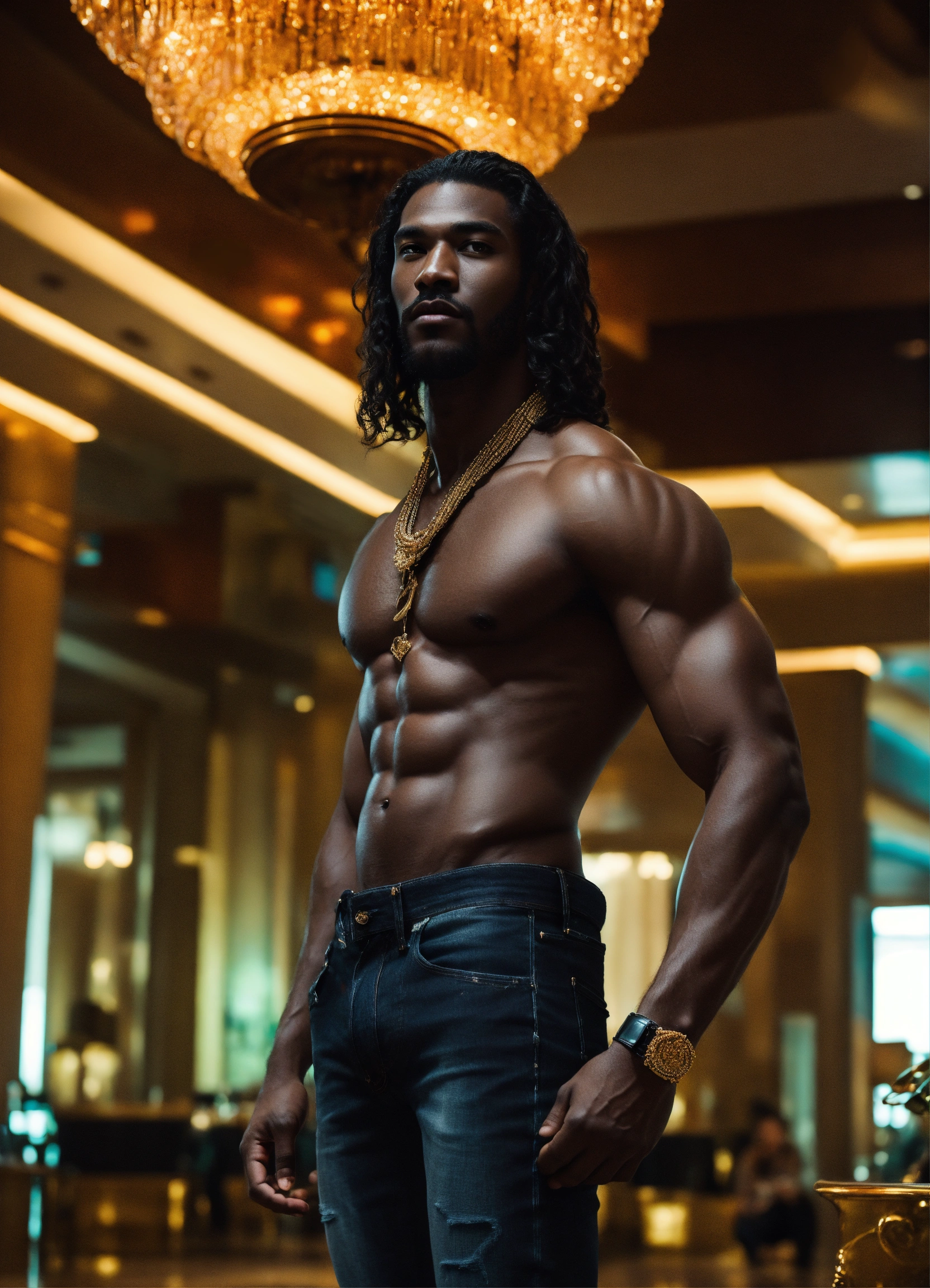 Lexica - Handsome human-looking alien male. With black skin. Arab ...