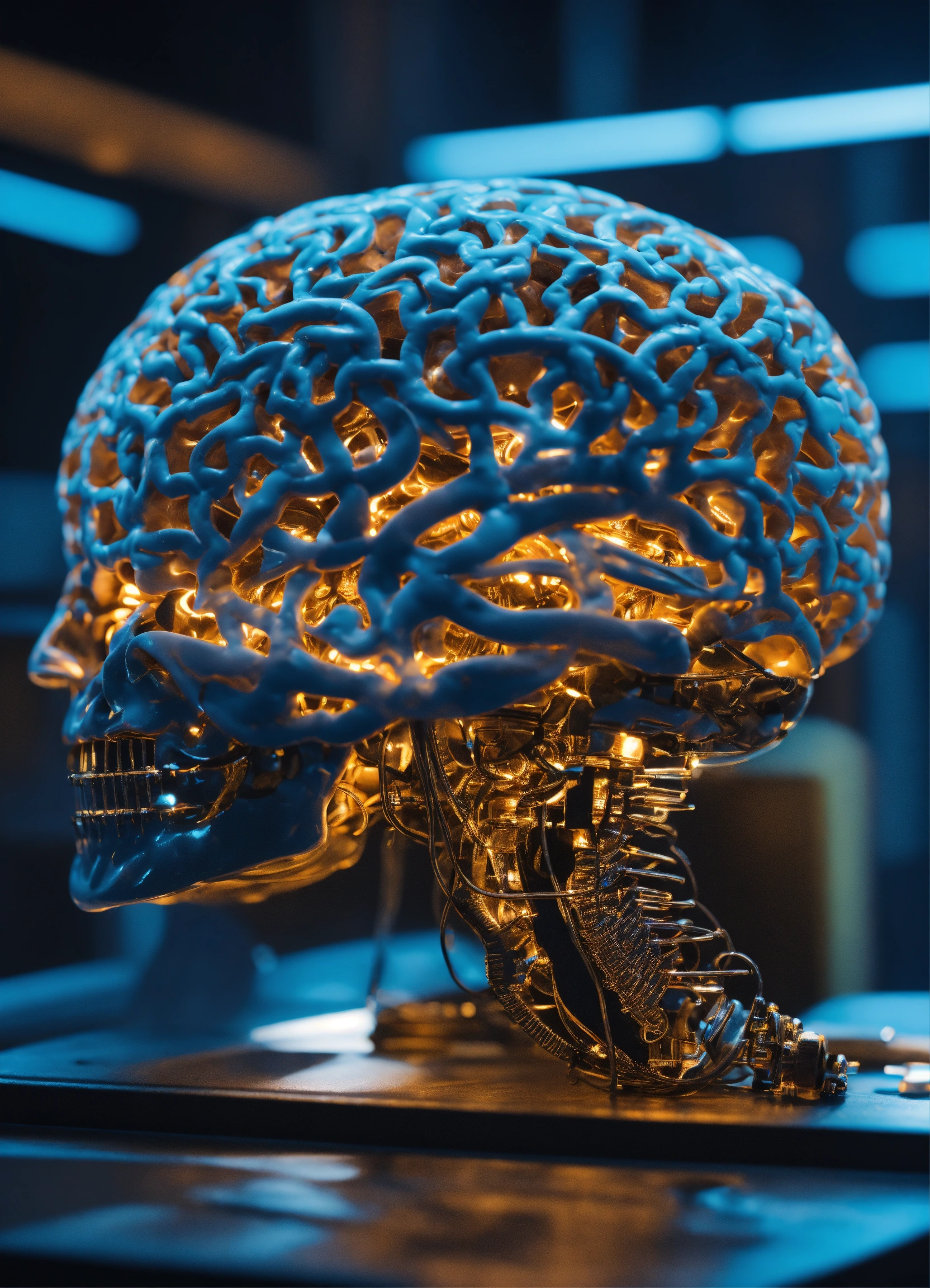 Lexica - "illuminated thought process", glowing brain center stage ...