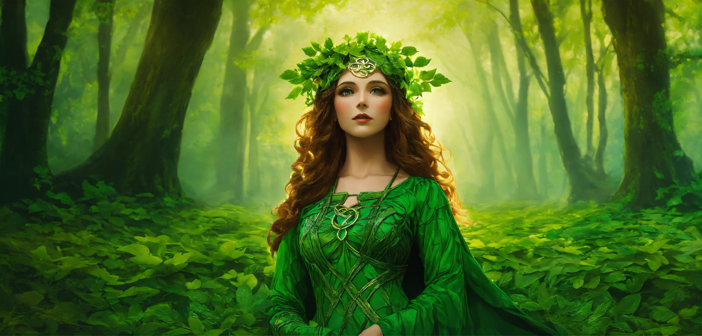 Lexica - The pagan celtic green woman with leaves, 8k