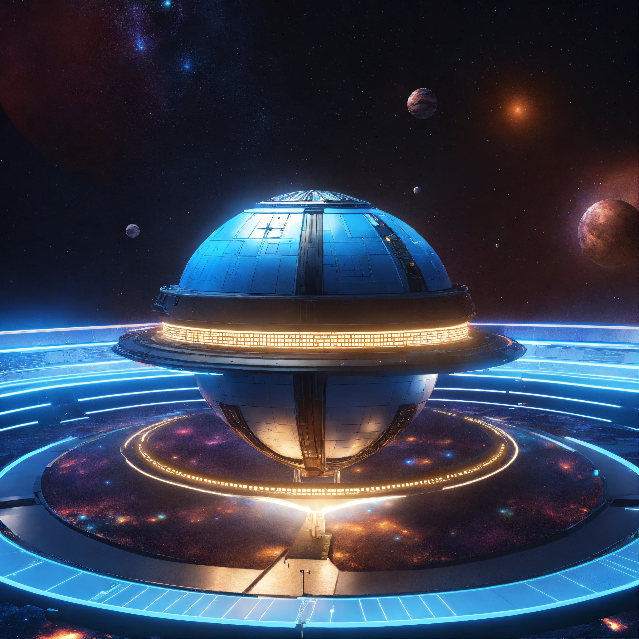 Lexica - Star cruiser docking on an artificial planet that looks like a ...