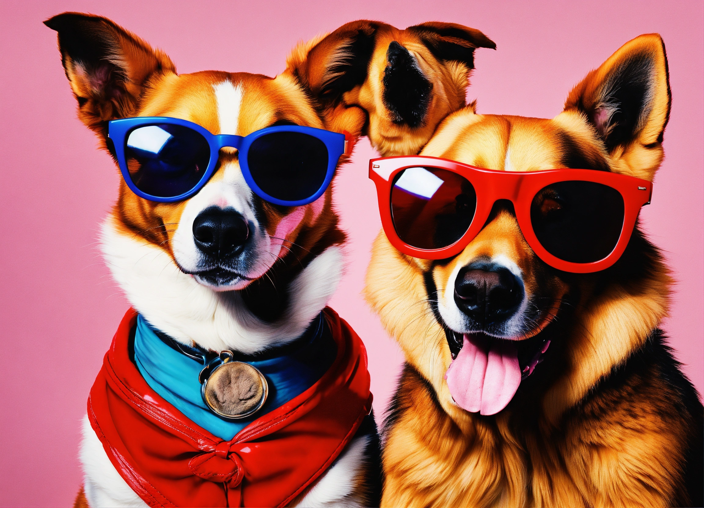 Lexica - Photorealistic, A smiling dog and a cat, striking a pose for ...