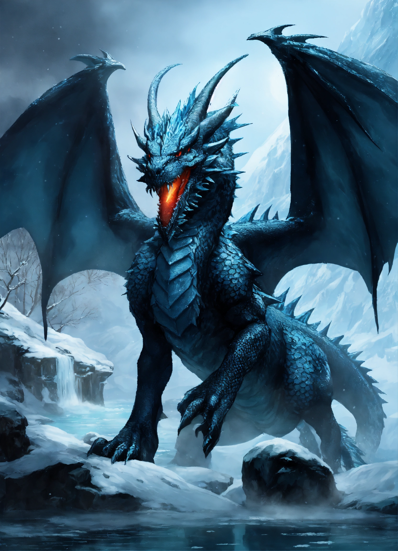 Lexica - Frost dragon in cold water, icy and snowy, dnd, fantasy ...