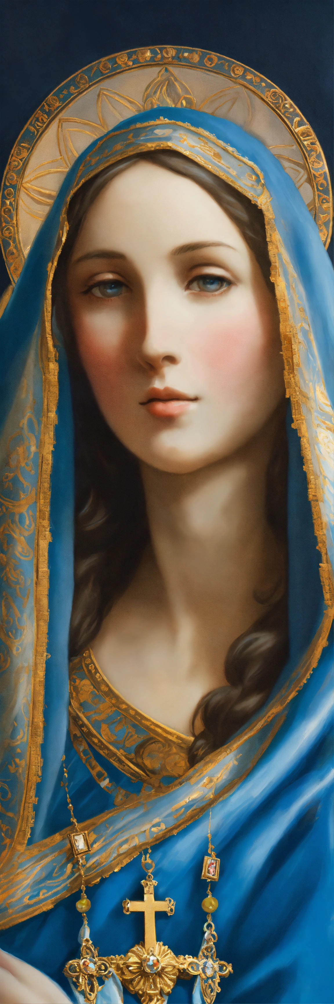 Lexica - A full size portrait of Mother Mary, cloaked in a heavenly ...