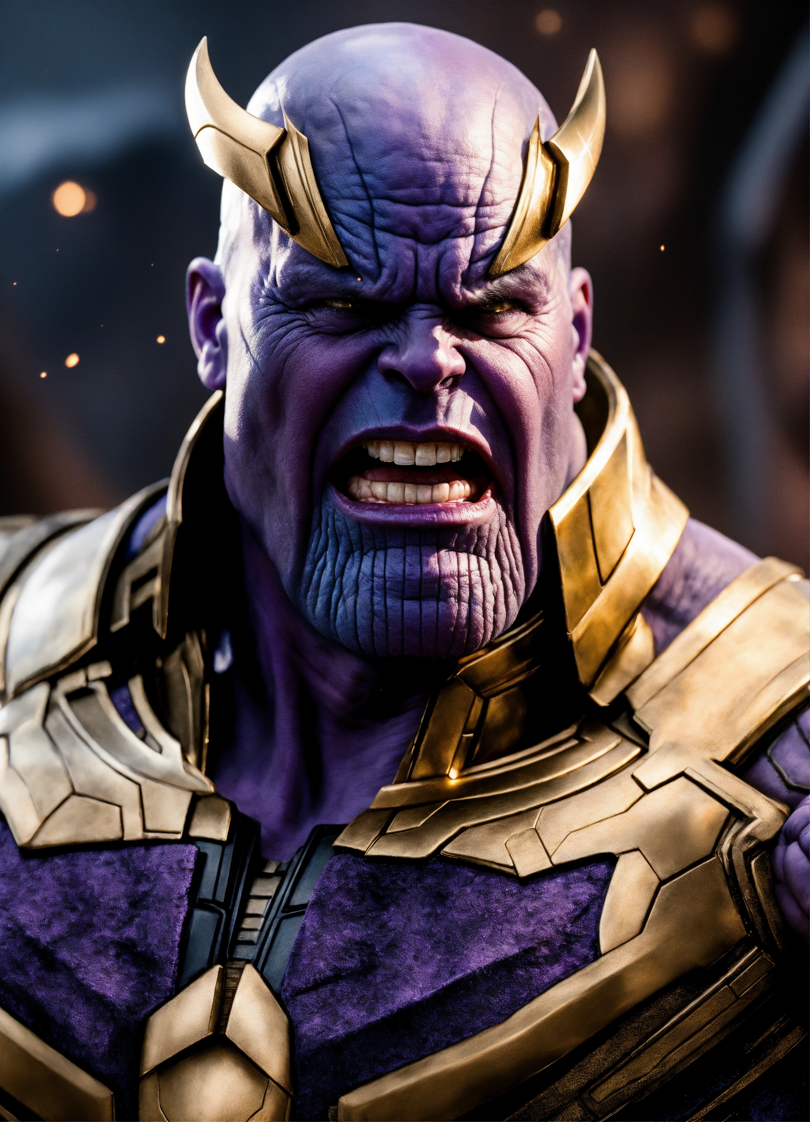 Lexica - Ultra-realistic image of Thanos covering his ears with his ...