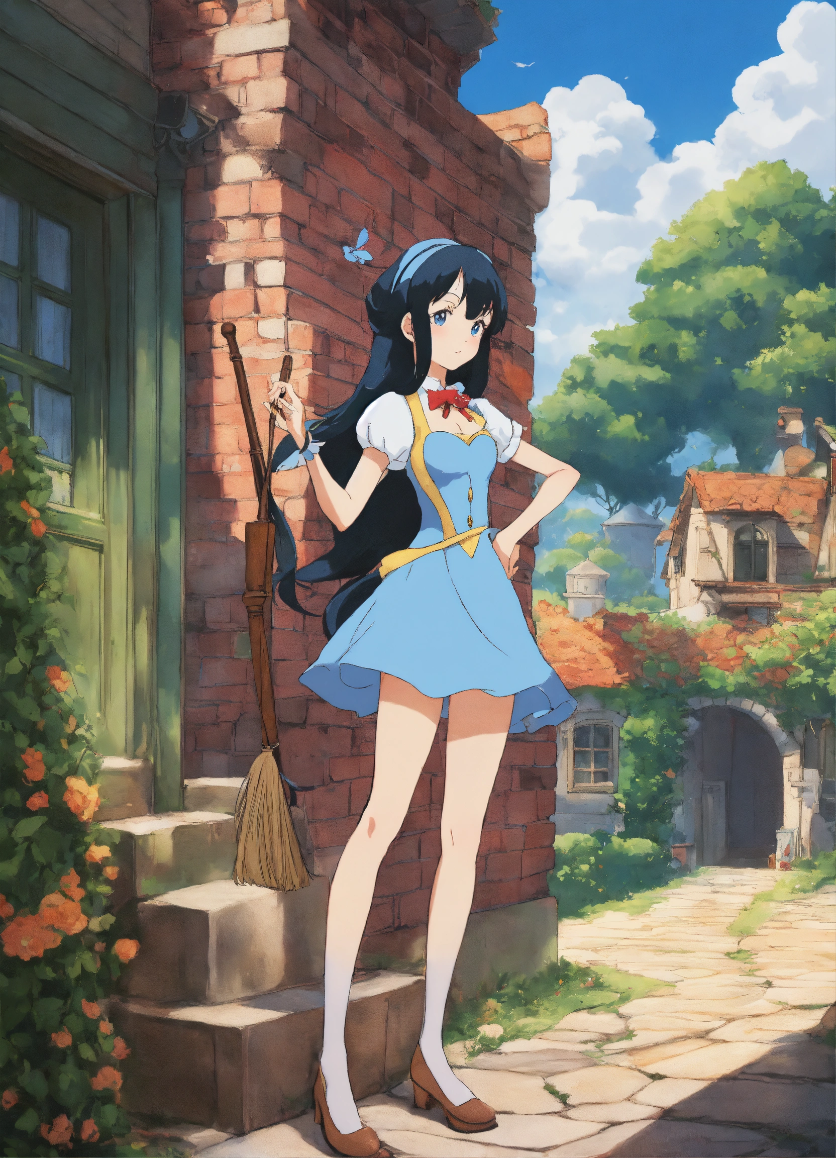 Lexica - 2020s anime Cinderella with black hair sweeping a chimney ...