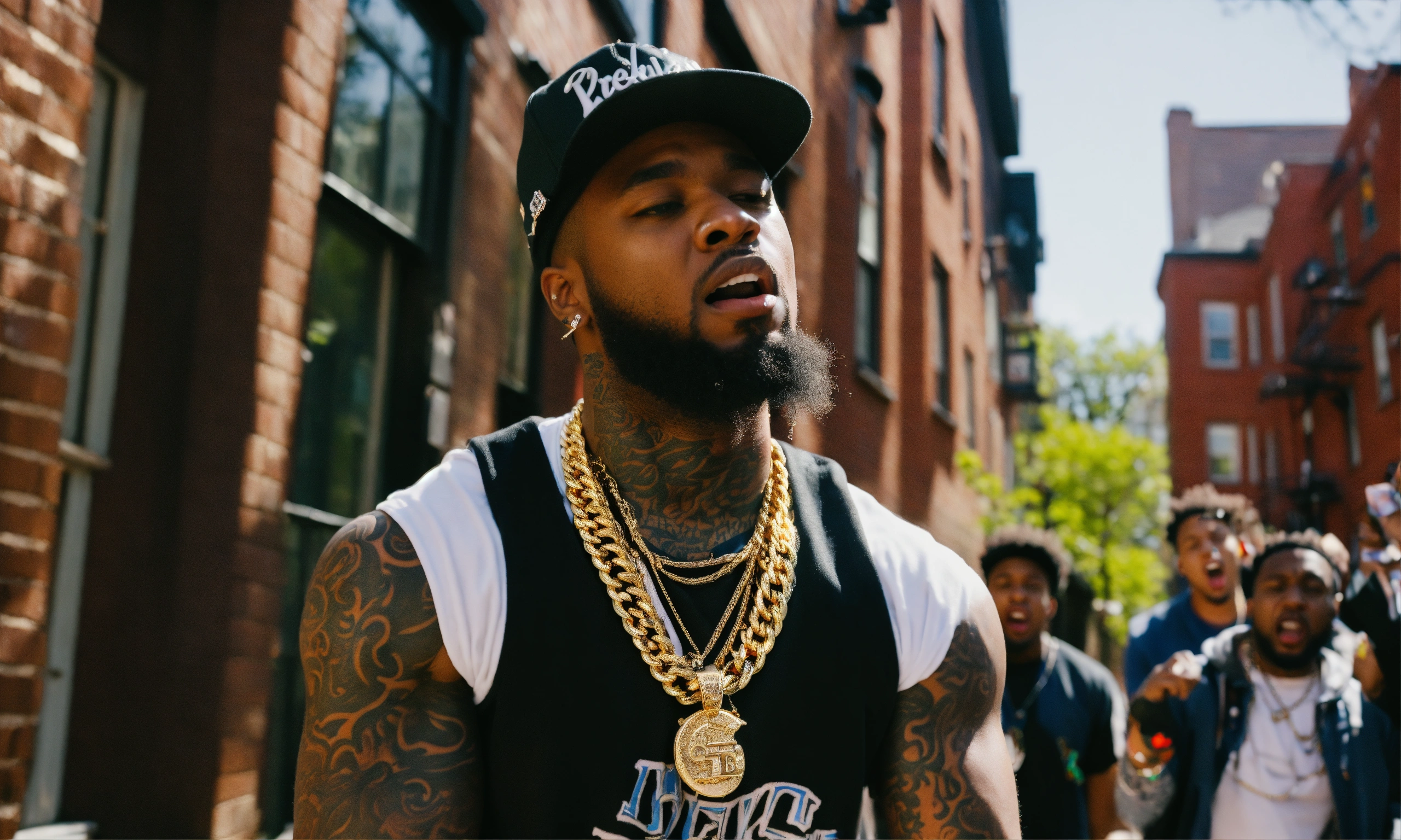 Lexica - Full body shot of rapper "Sheff G" rapping in a Brooklyn ...