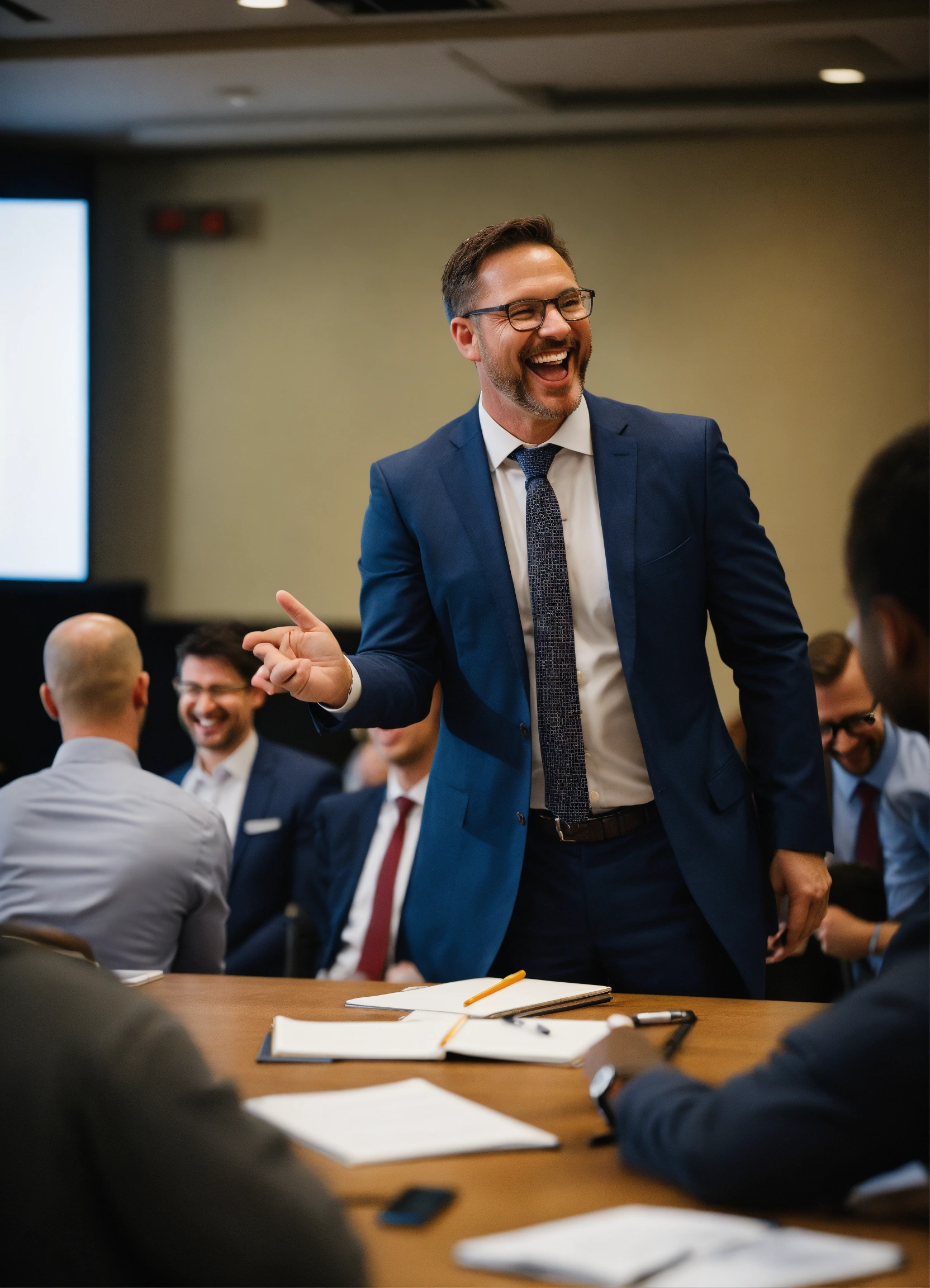 Lexica - A male leadership coach stands at the front of a modern ...