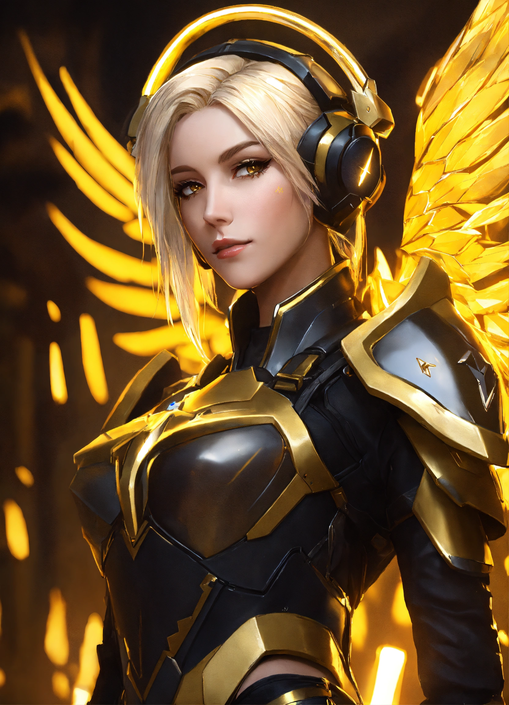 Lexica - Female Mercy Overwatch as a healer wearing black and gold ...