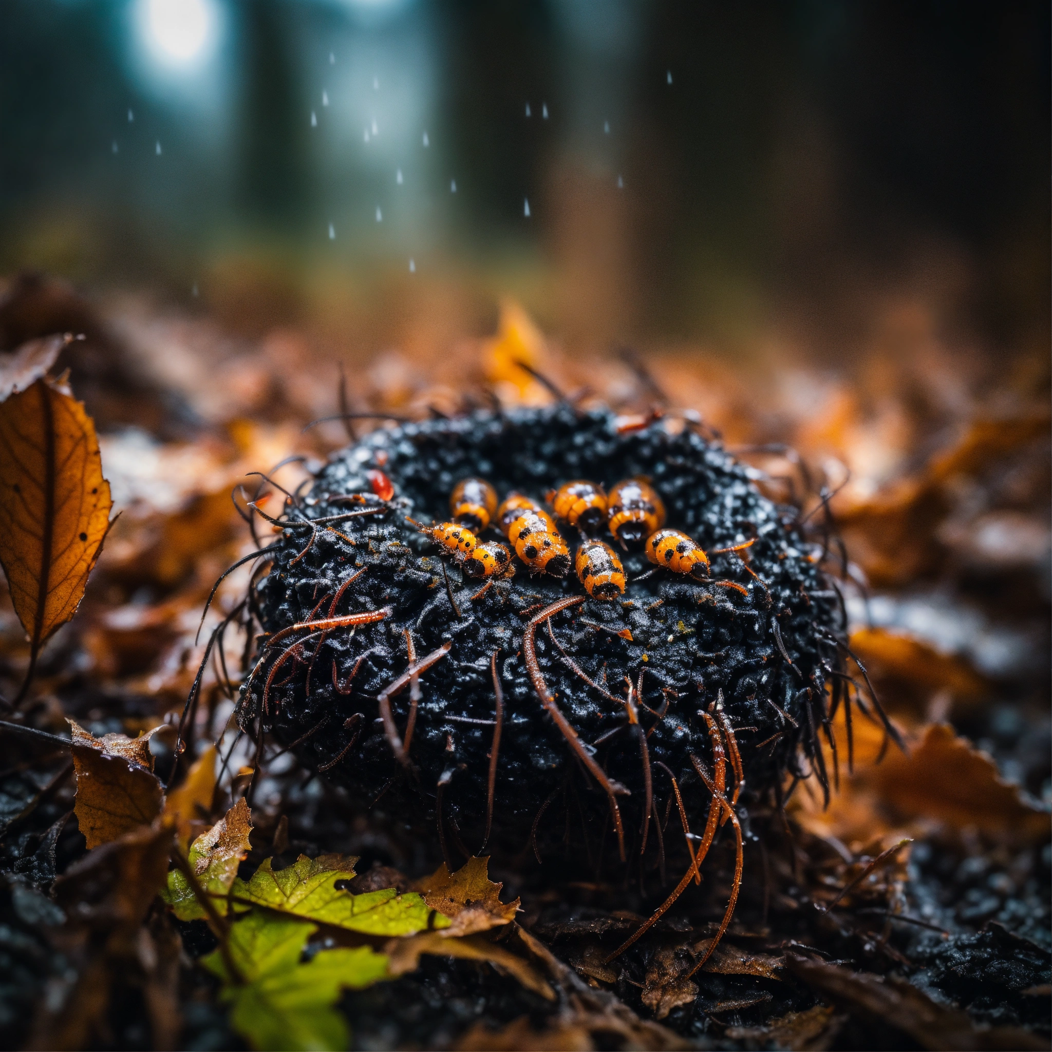 Lexica - Dark creepy ugly rainy Autumn macro photography close-up of a ...