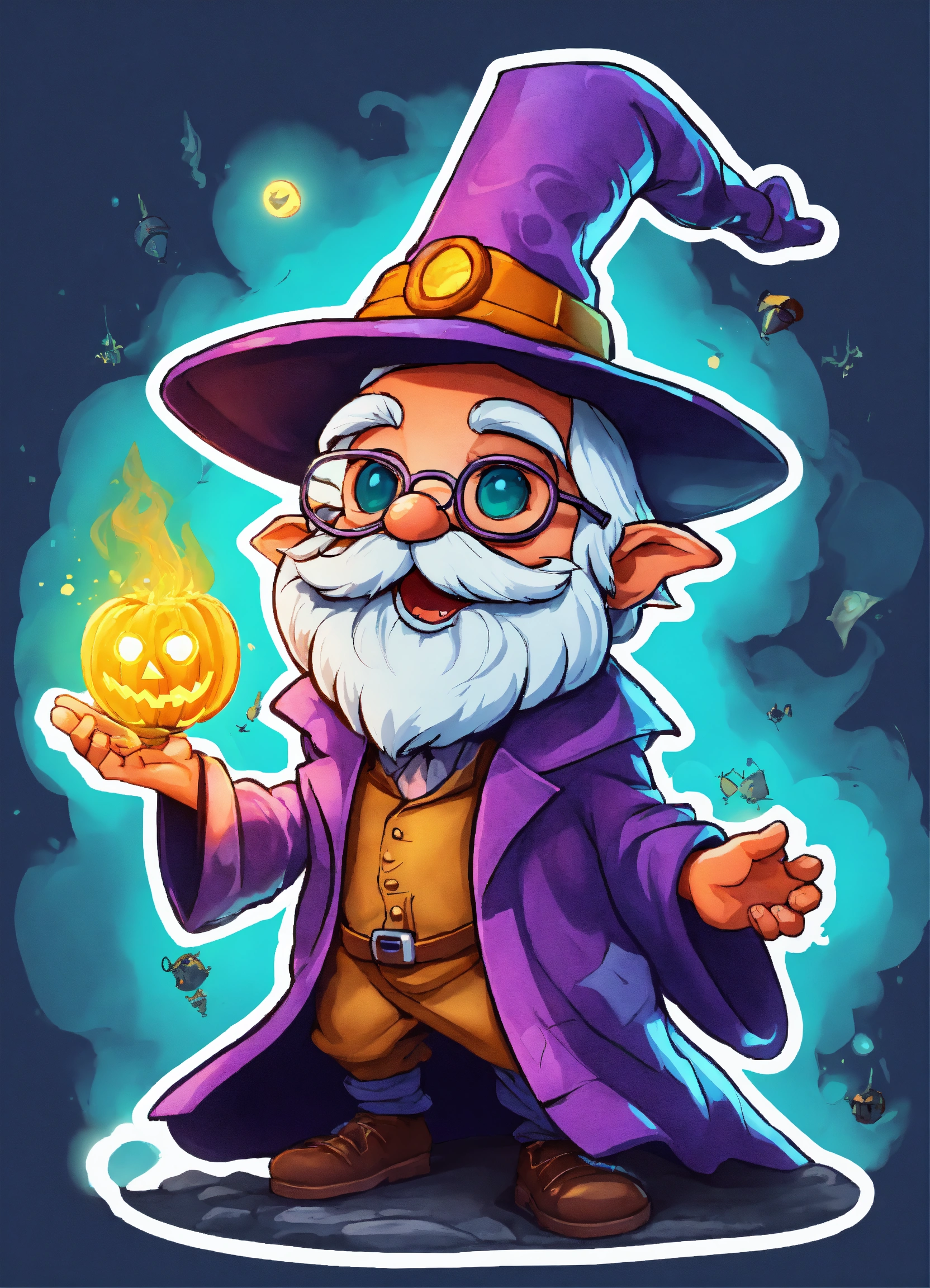 Lexica - Generate a cute The Mad wizard Scientist in Haloween illustration, 4K resolution ...