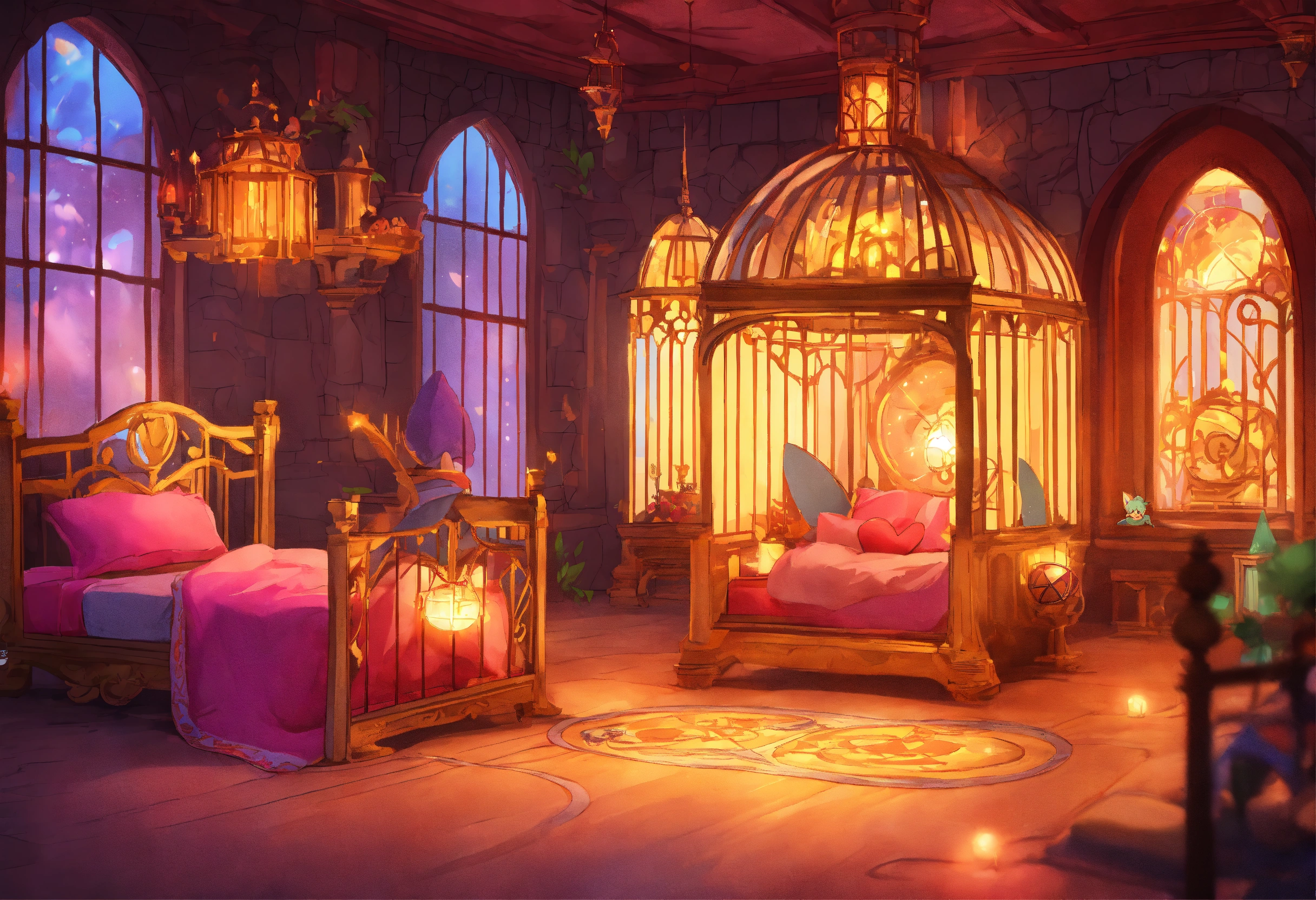 Lexica - Cartoon fairy taie style image room in castle hero ball ...