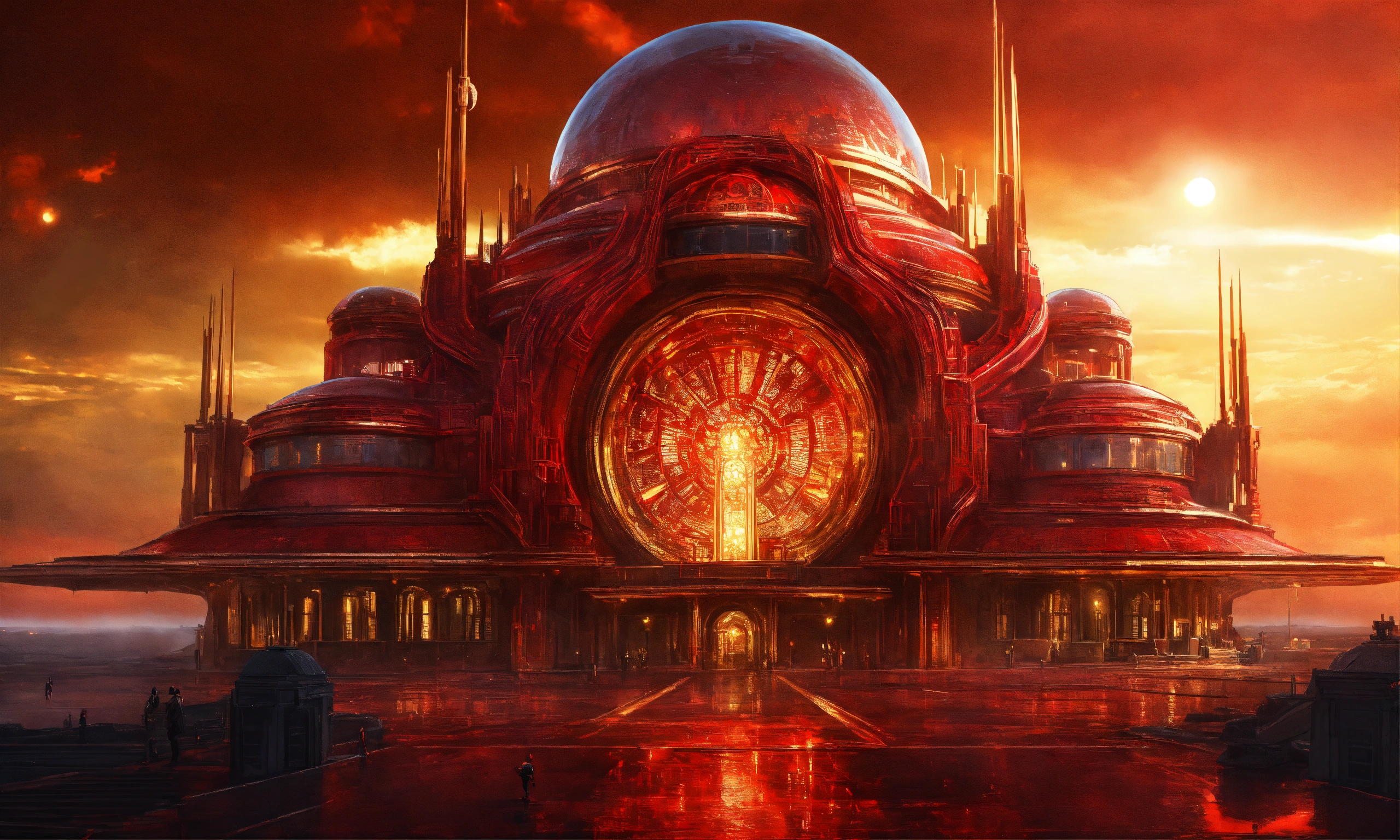Lexica - Massive highly detailed red and gold sci fi palace, ultra ...