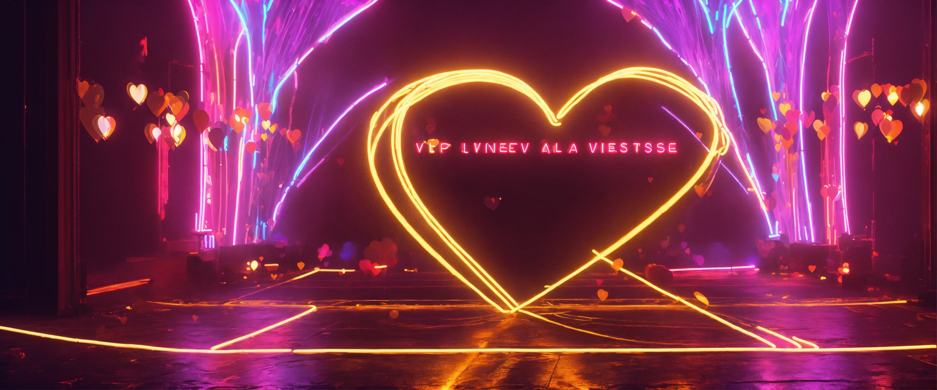 Lexica - "choose love wisely" neon hearts, ambient vibey lighting in ...