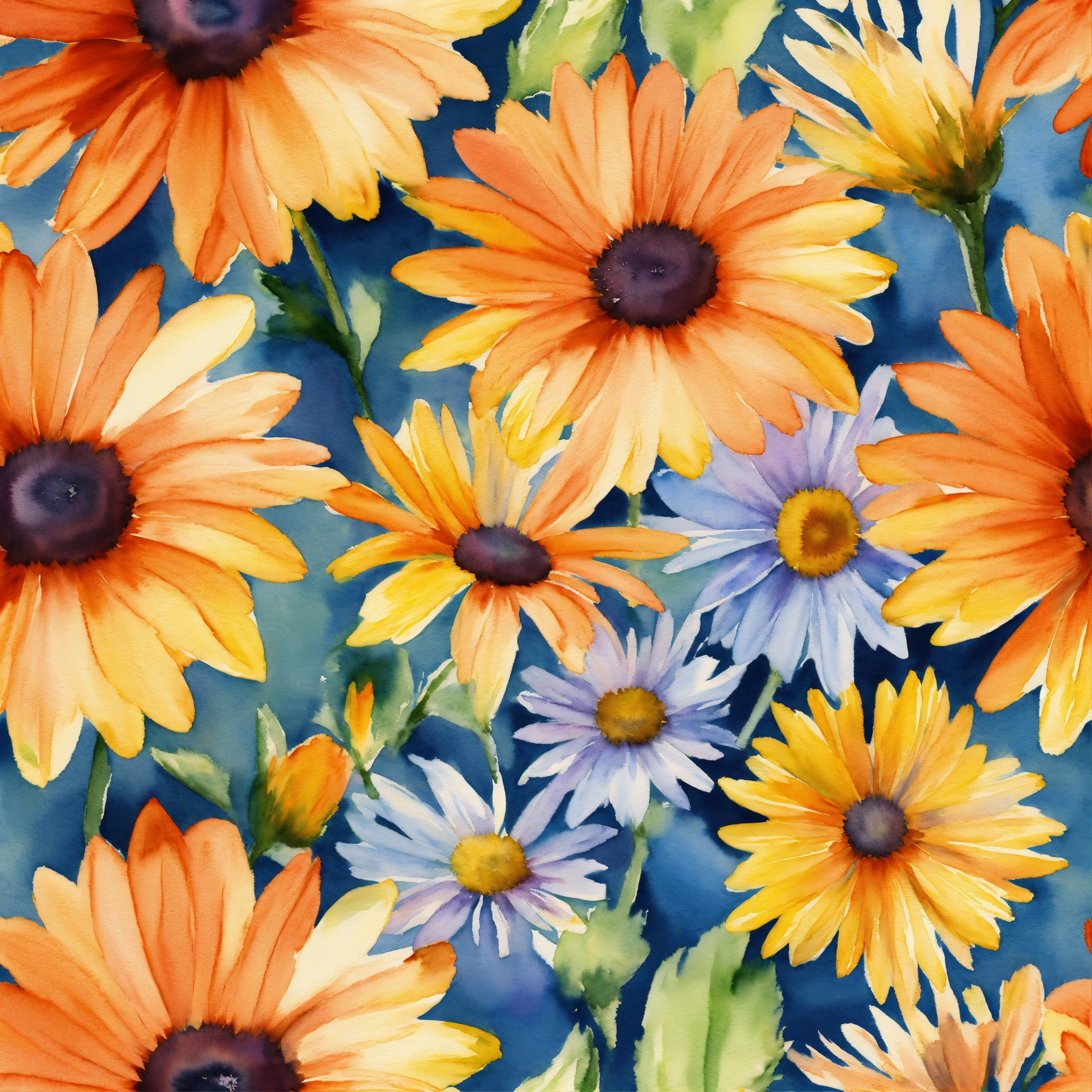 Lexica - Watercolor multiple daisy variant floral pattern ...