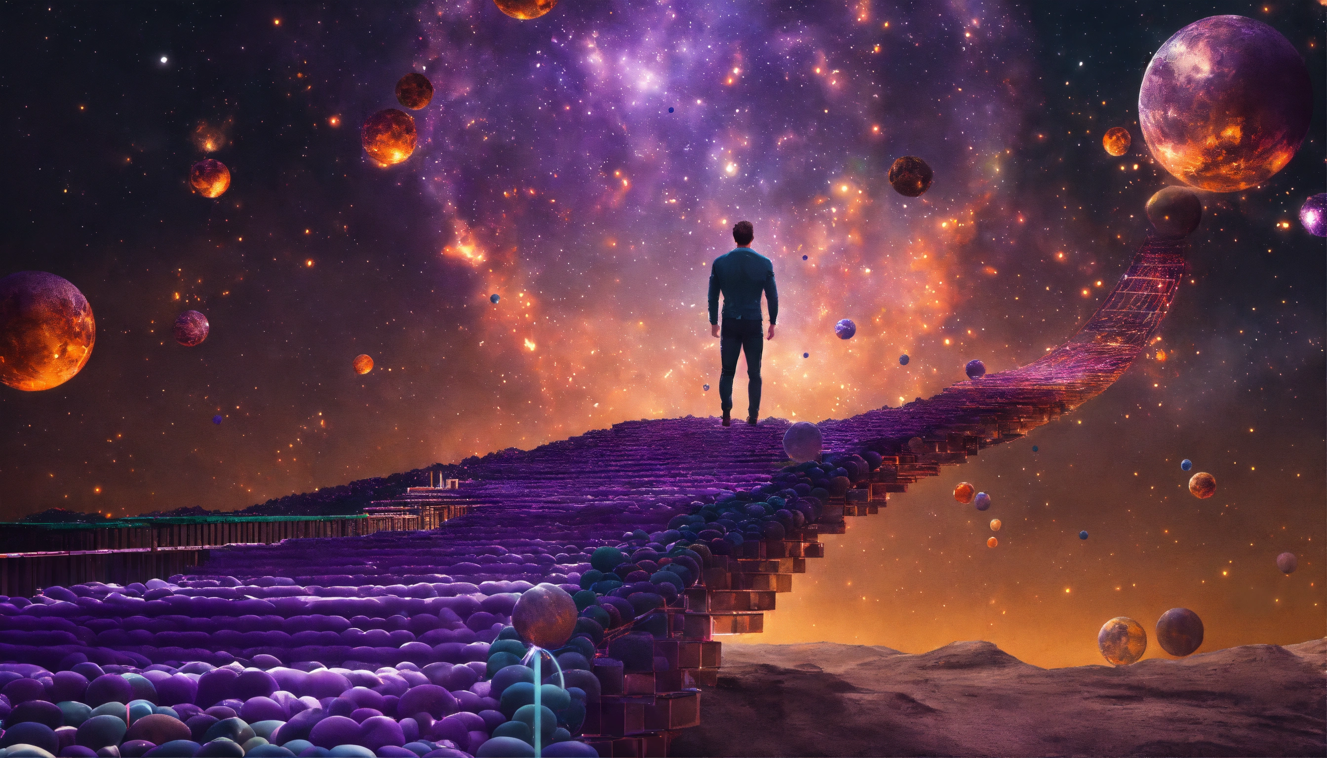 Lexica - Well built man looking up, dna strands floating in the ...