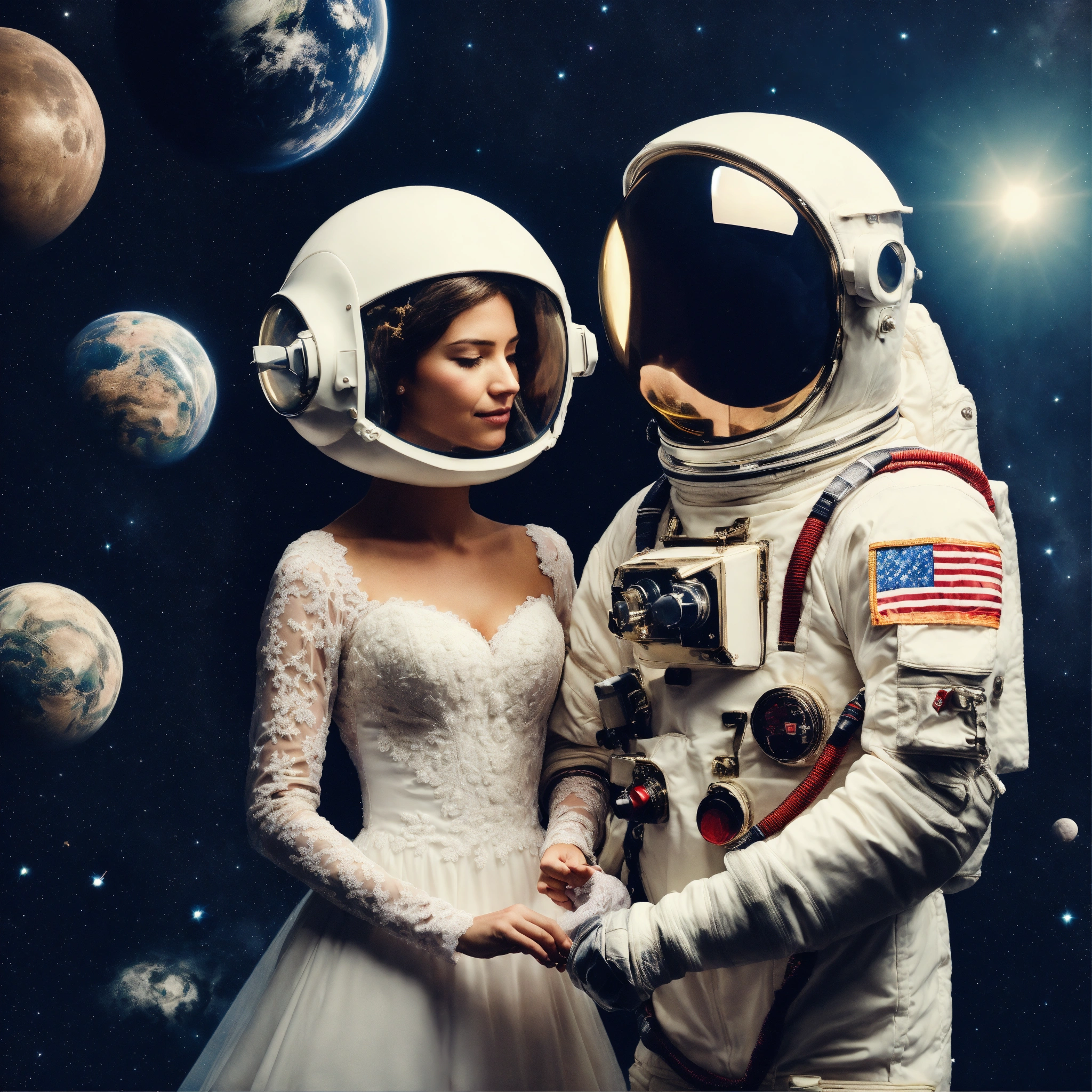 Lexica - Astronaut, realistic, the bride with astronaut helmet and ...