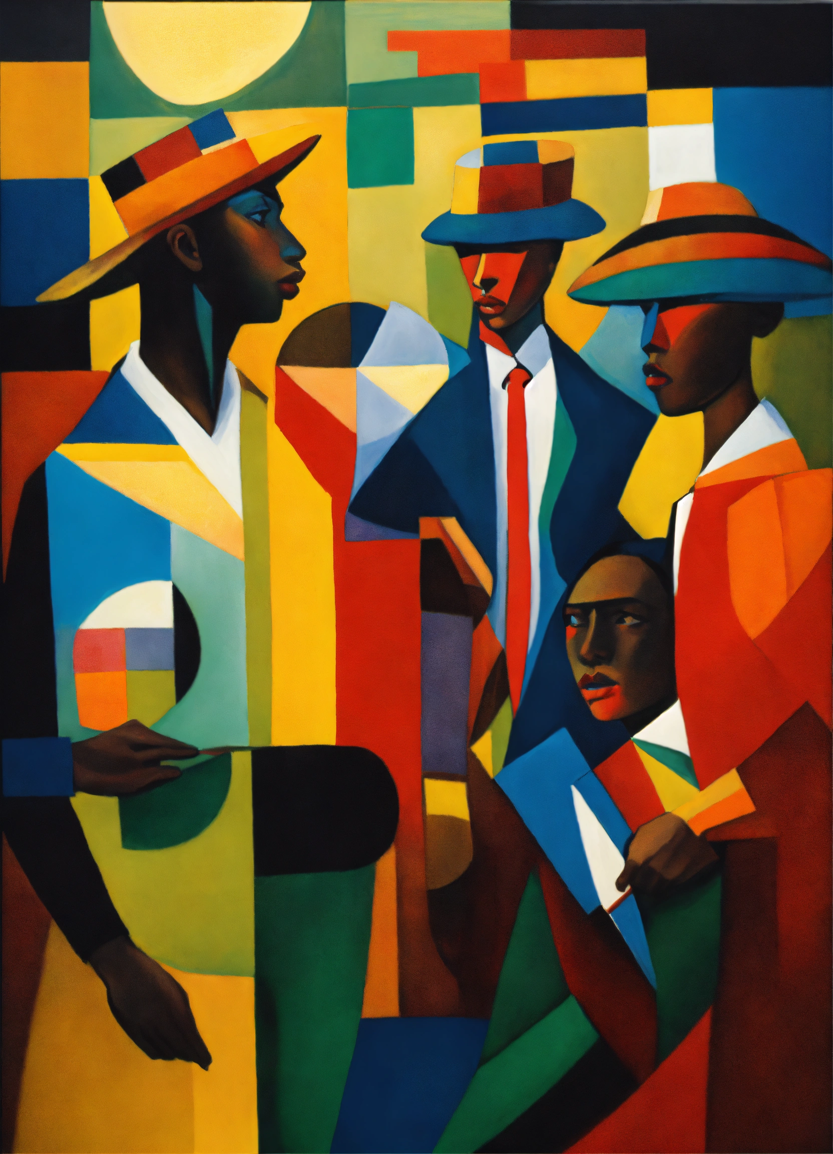 Lexica - Orphist painting of African American jazz ensemble, vibrant ...