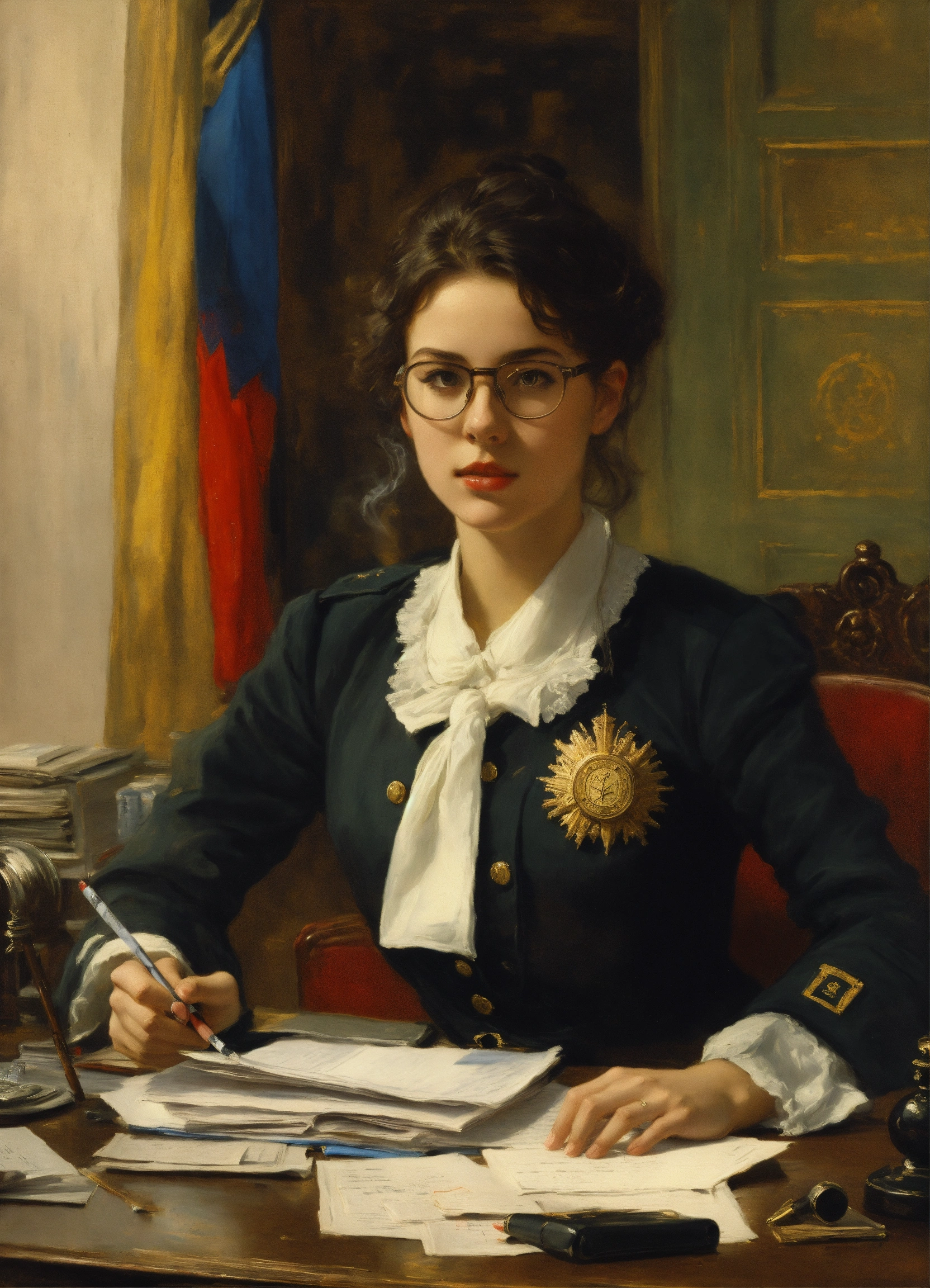 Lexica - Artwork by Ilya Repin Young woman with dark hair, wearing ...