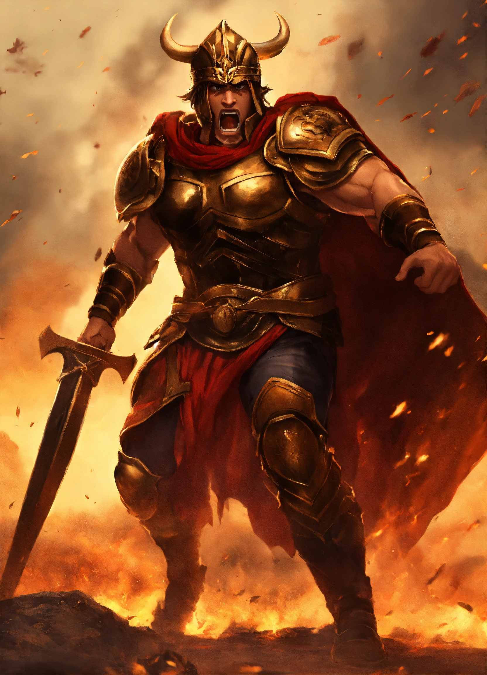 Lexica - Ares running away in fear, horrified expression