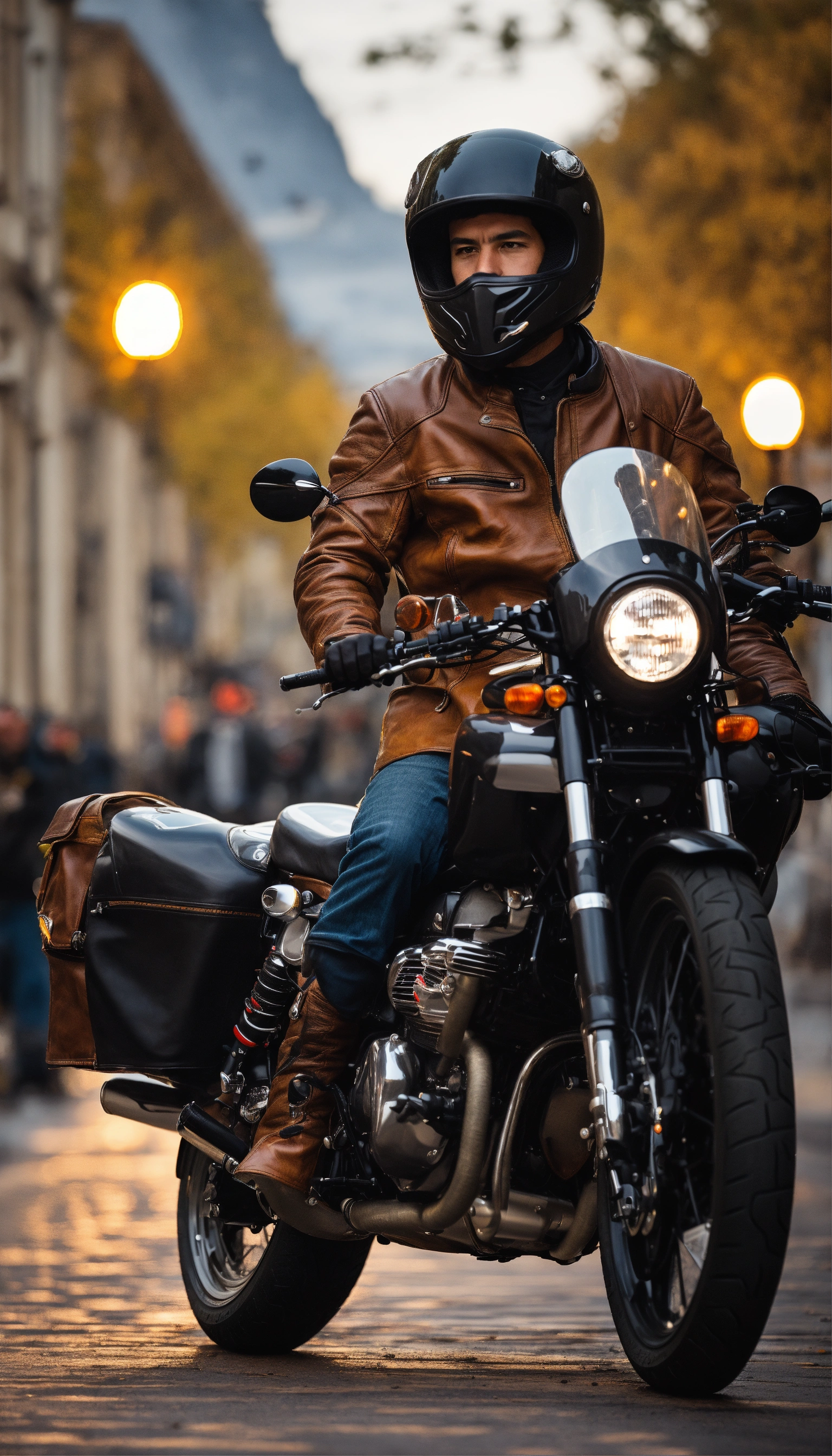 Lexica - "Generate images of a man dressed as a motorcyclist with a ...