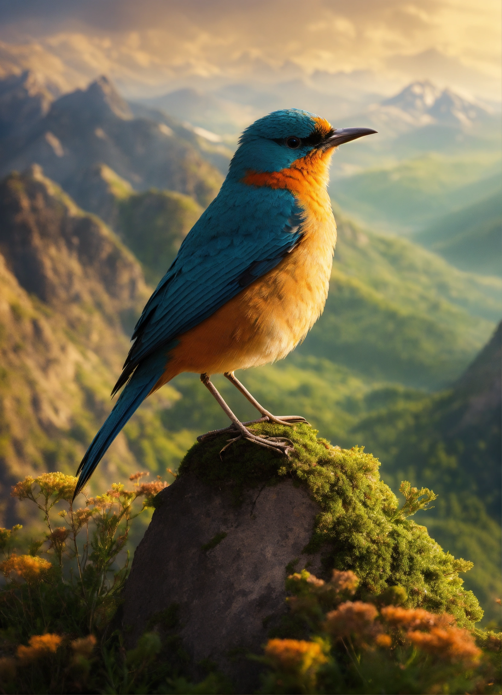 Lexica - Erosian bird sitting in the mountain meditating, relistic