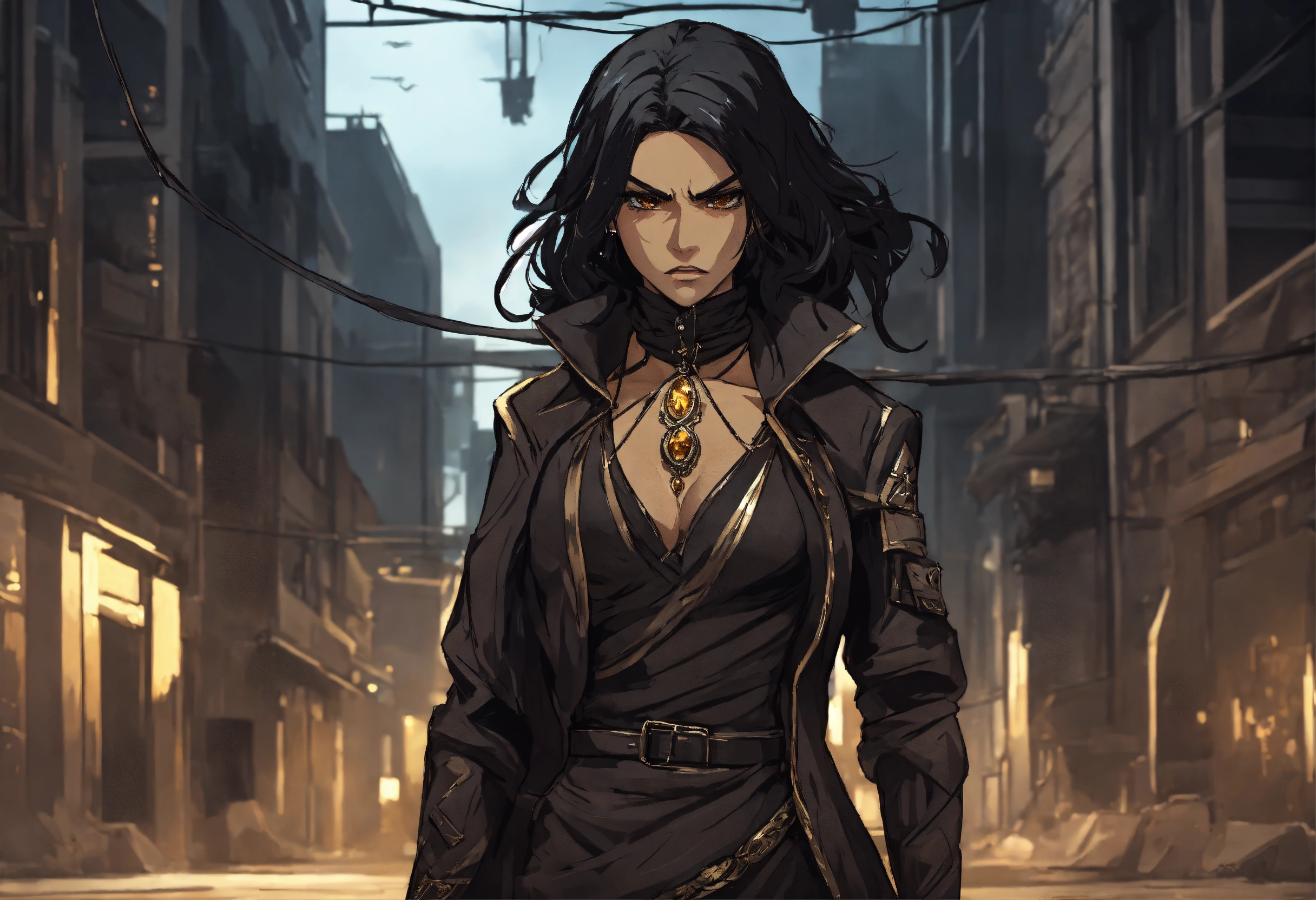 Lexica - Angry beautiful middle eastern assassin wearing a black and ...