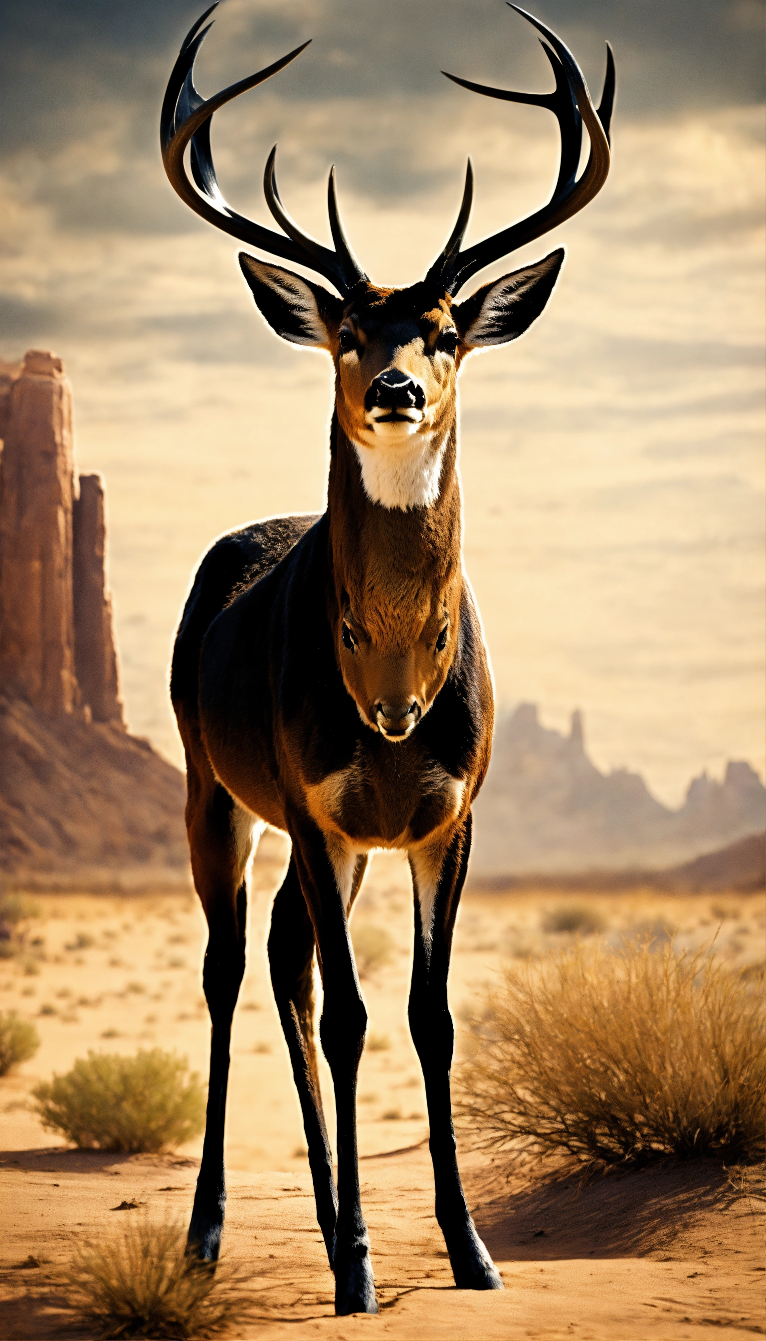 Lexica - Realistic, batman themmed deer, in the desert, amazing ...