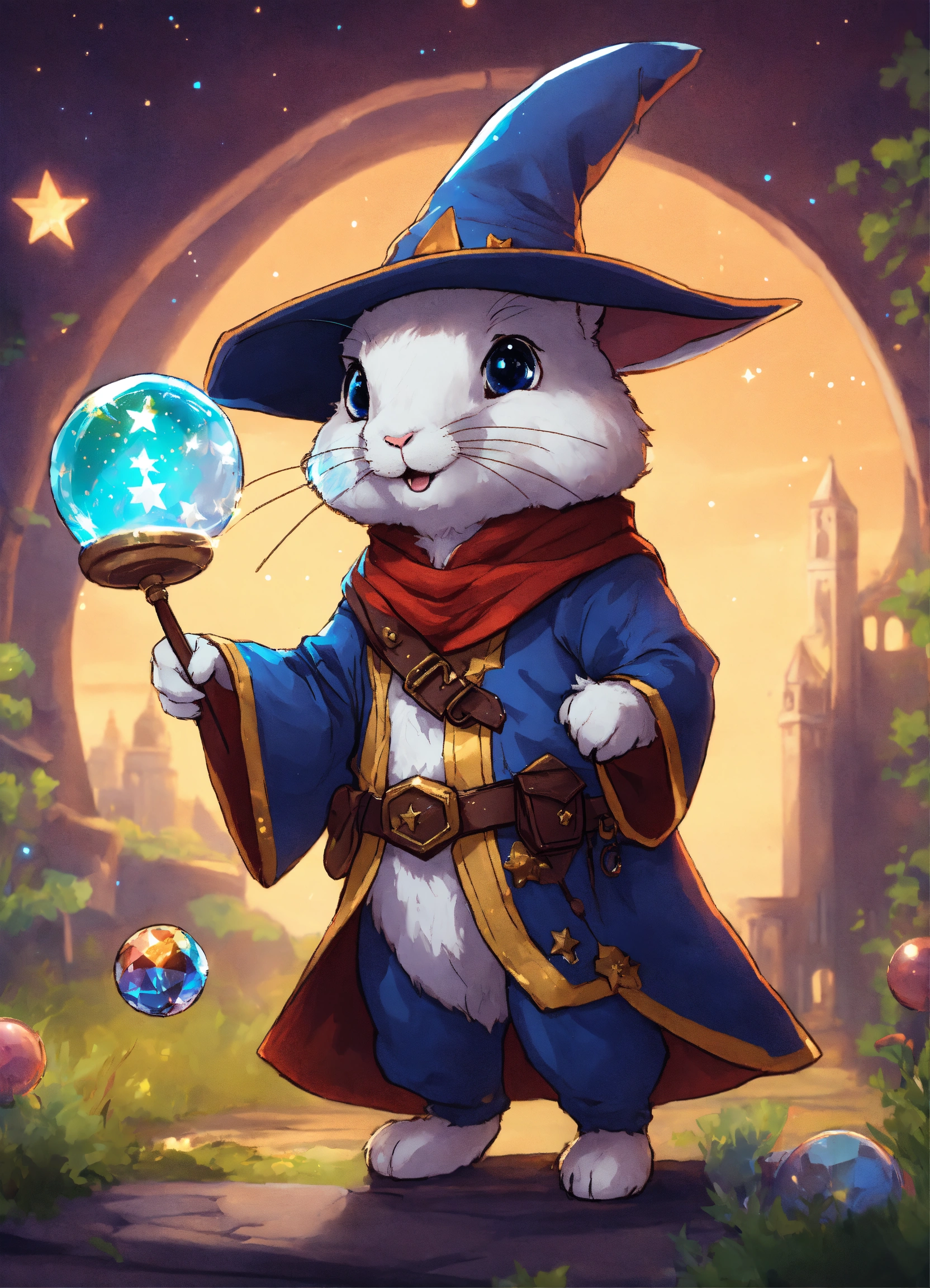 Lexica - Lovable rabbit dnd characters dressed as a wizard cowboy with ...