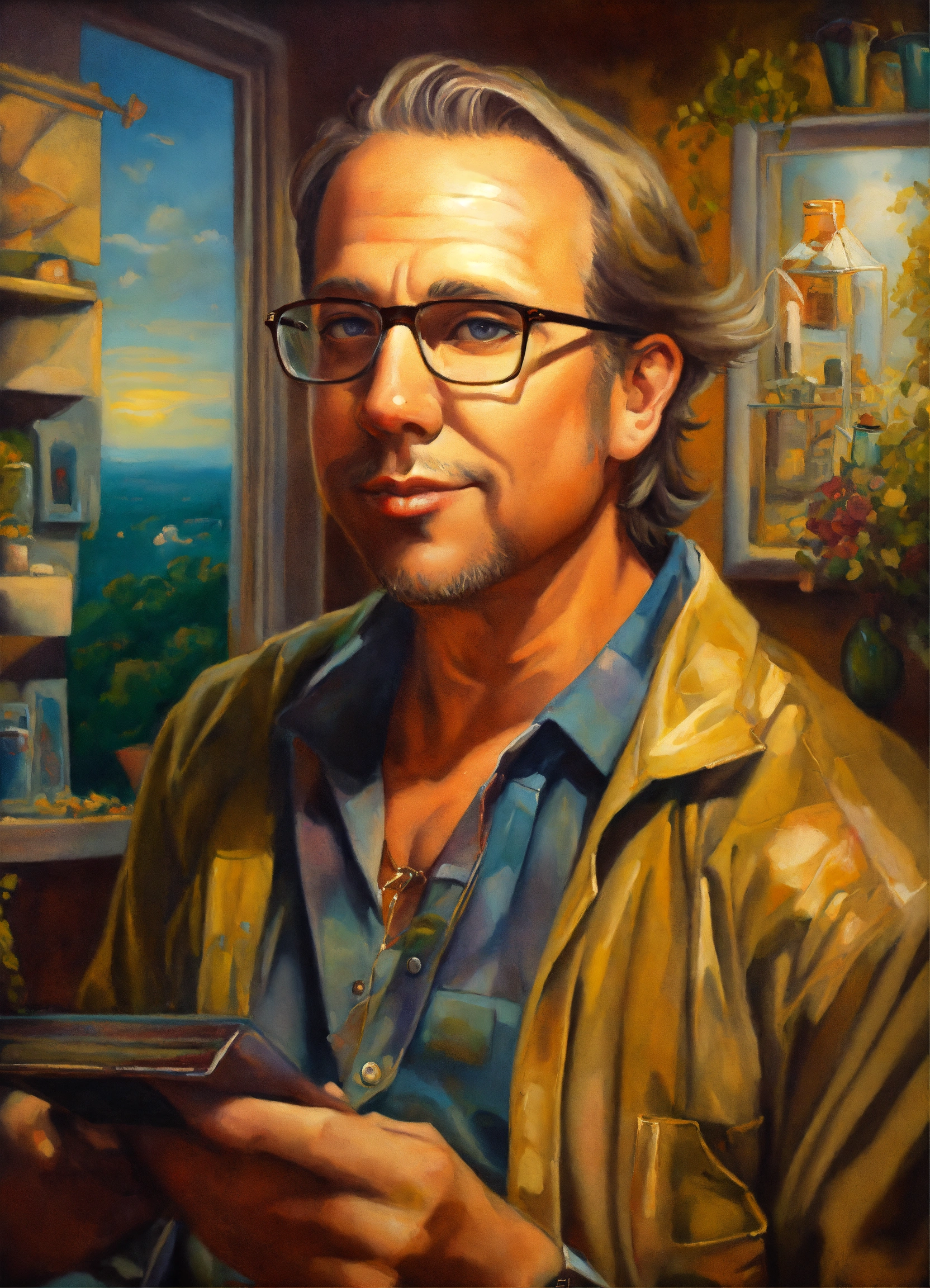 Lexica - Oil painting, self portrait of Jeff Haynie, by Jeff Haynie