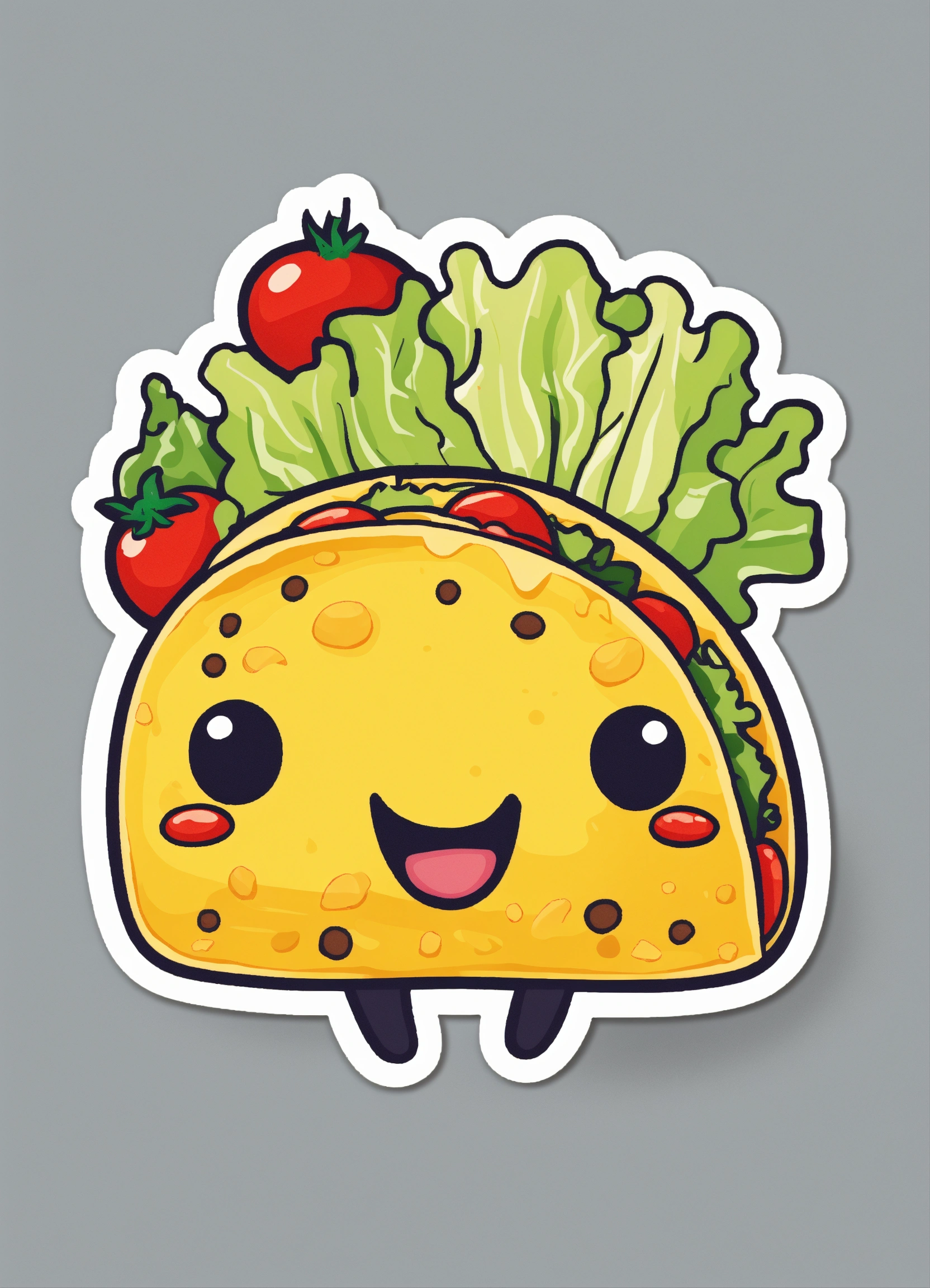 Lexica - A cute kawaii taco sticker design on a plain white background ...