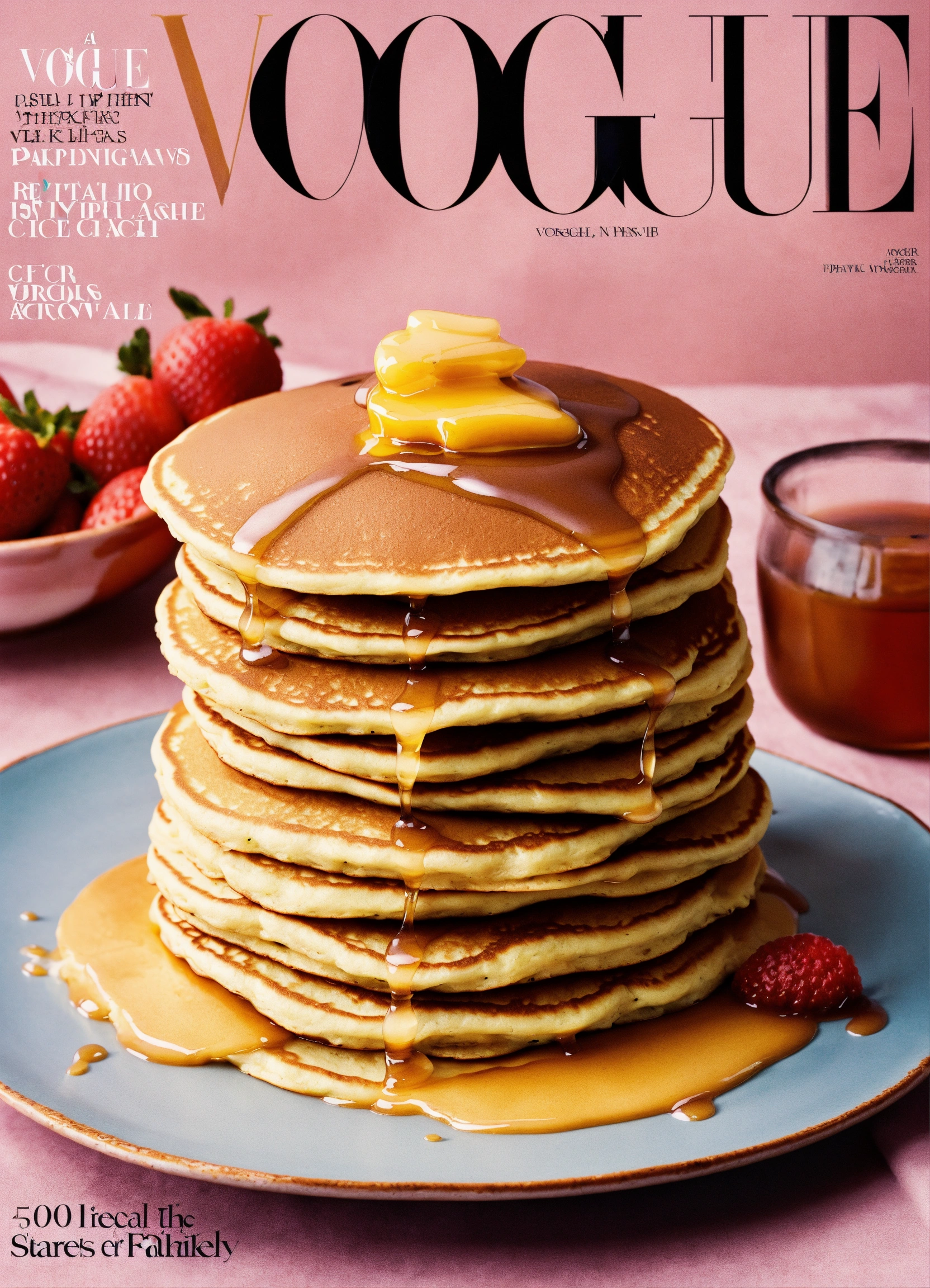 Lexica - A stack of pancakes on the cover of Vogue