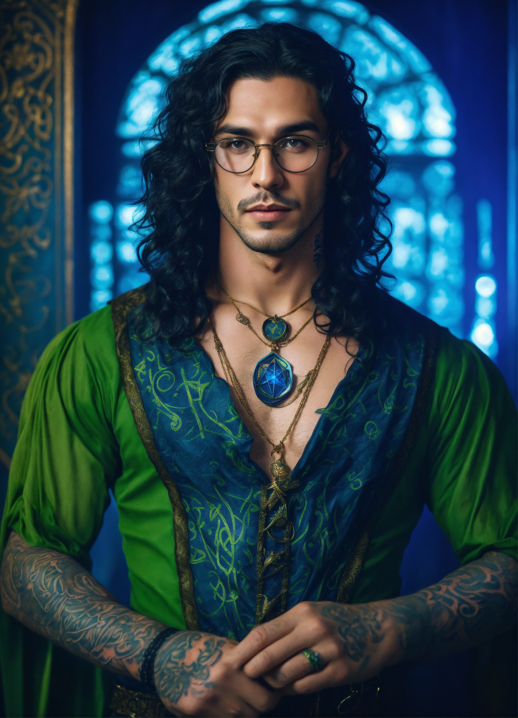 Lexica - Fantasy portrait of a tattooed male elf sorcerer, arabian ...