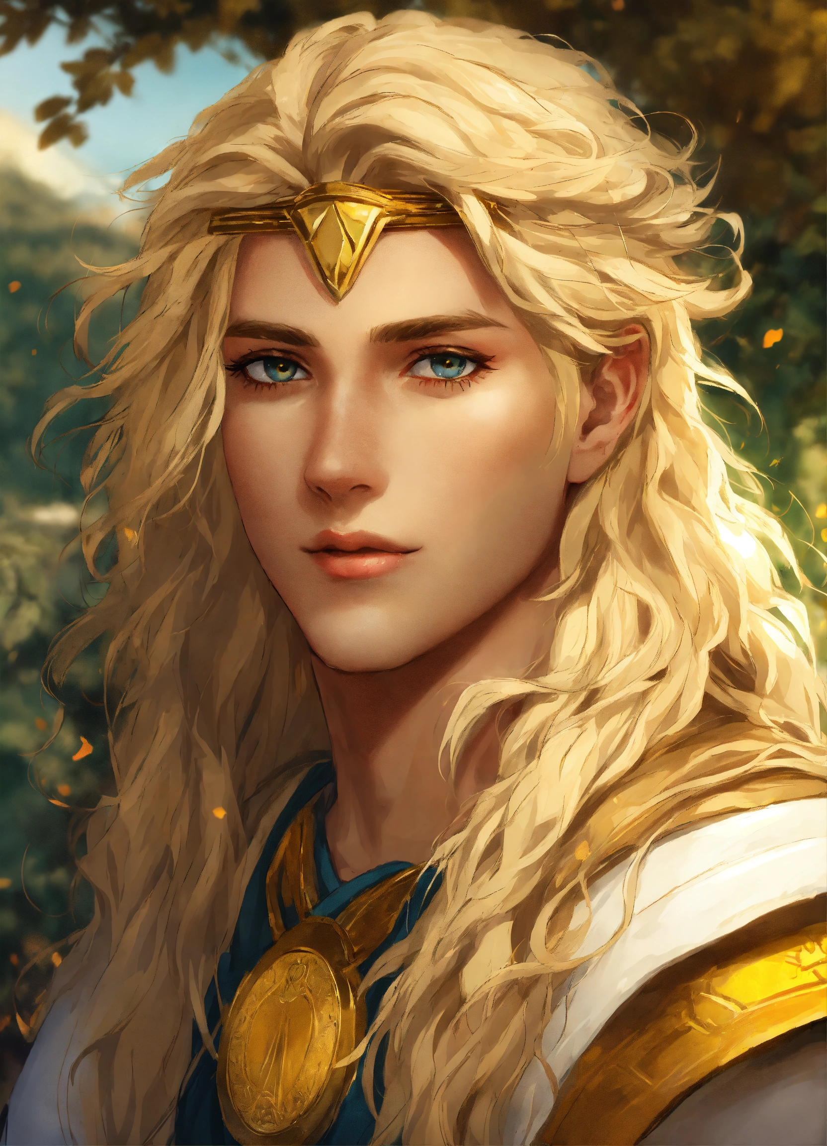 Lexica - A blonde long haired Apollo with yellow eyes at a greece . mangwa