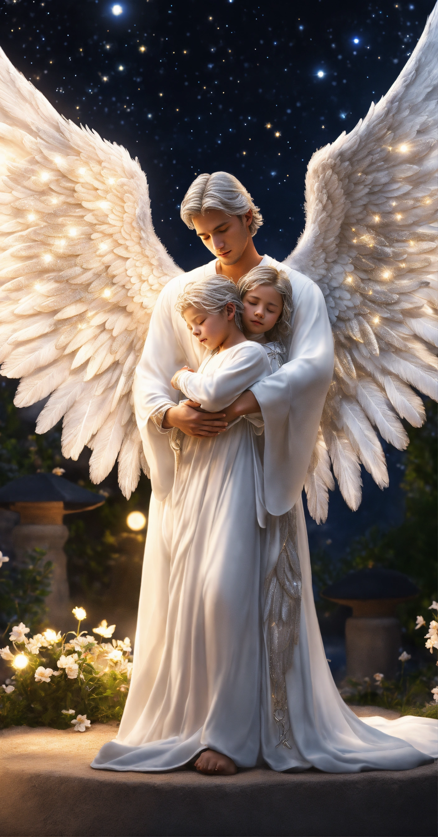 Lexica - 2 male guardian angels with detailed and luminous white angel ...