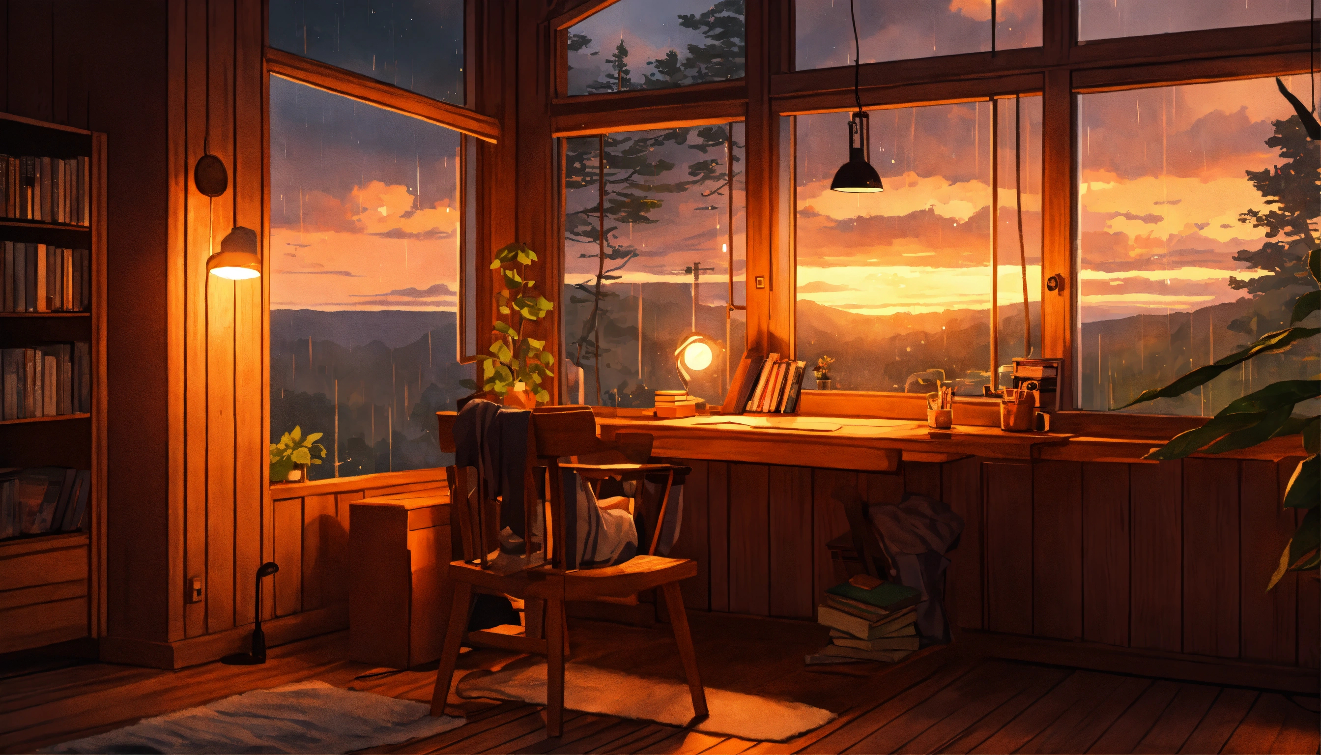 Lexica - Cozy wooden nordic cabin in sweden, anime, studio ghibli ...
