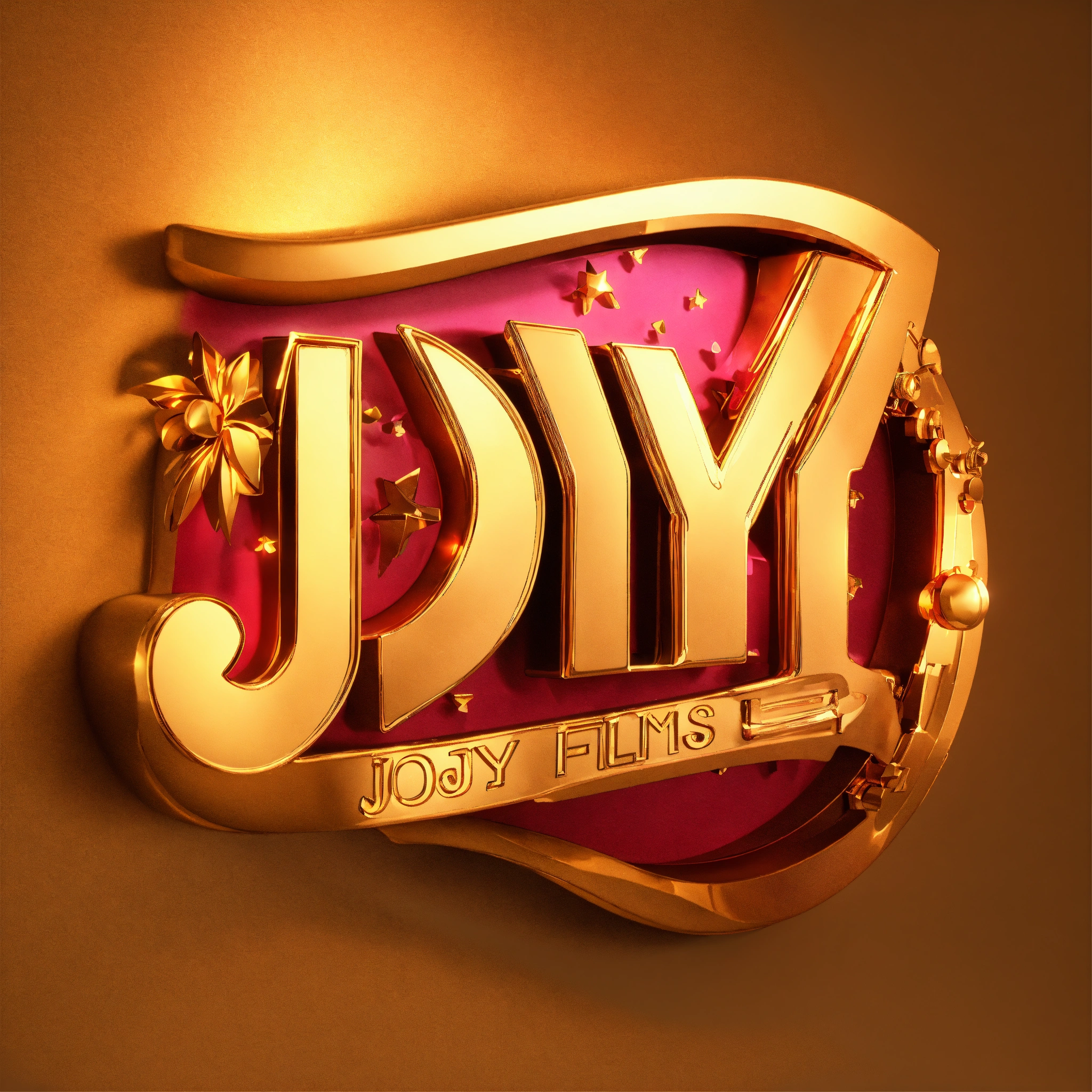 Lexica - Movie production logo, text as " Joy films ", 3d metallic logo ...