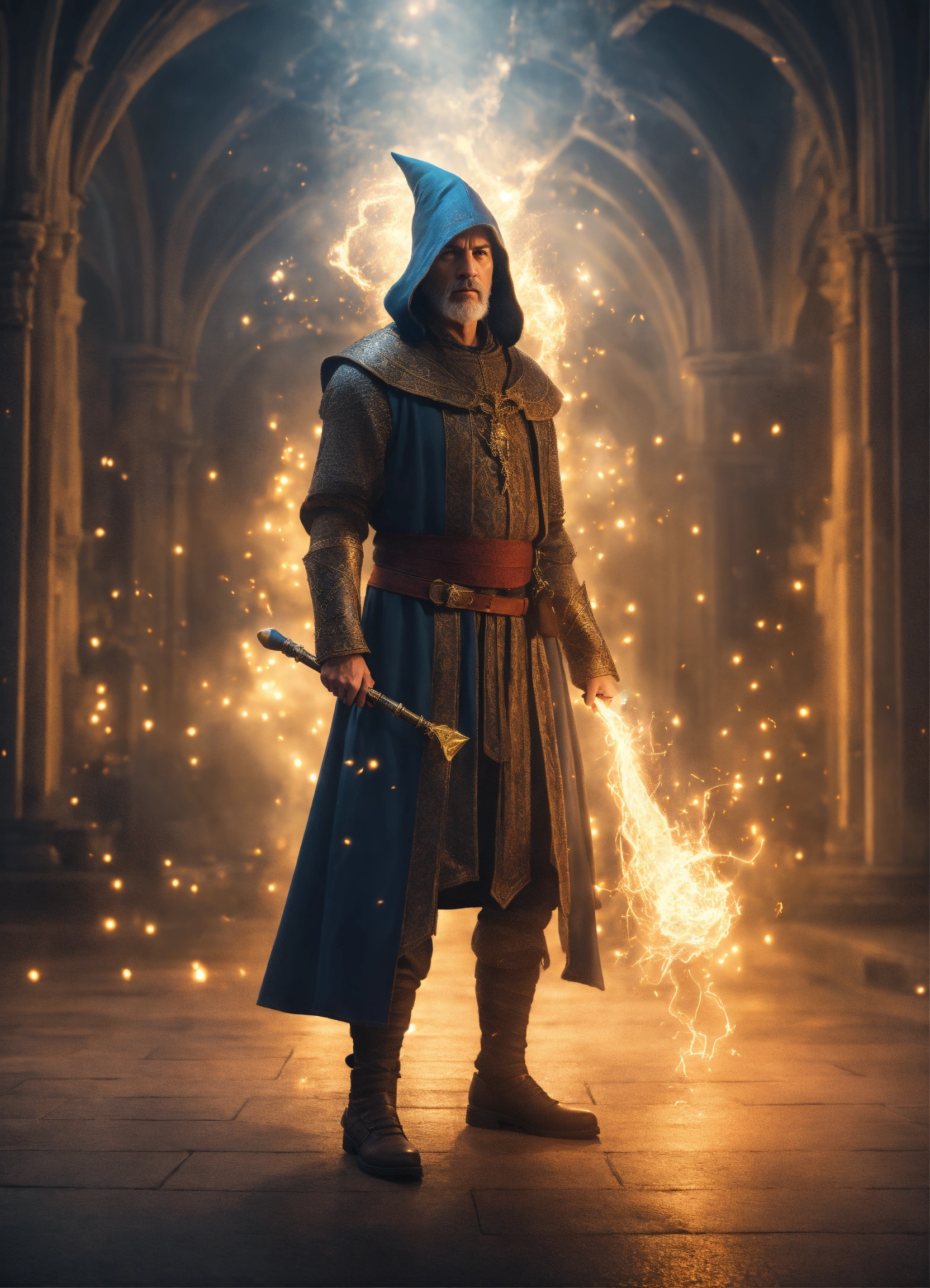 Lexica - A realistic full body portrait of a medival wizard, powerful ...
