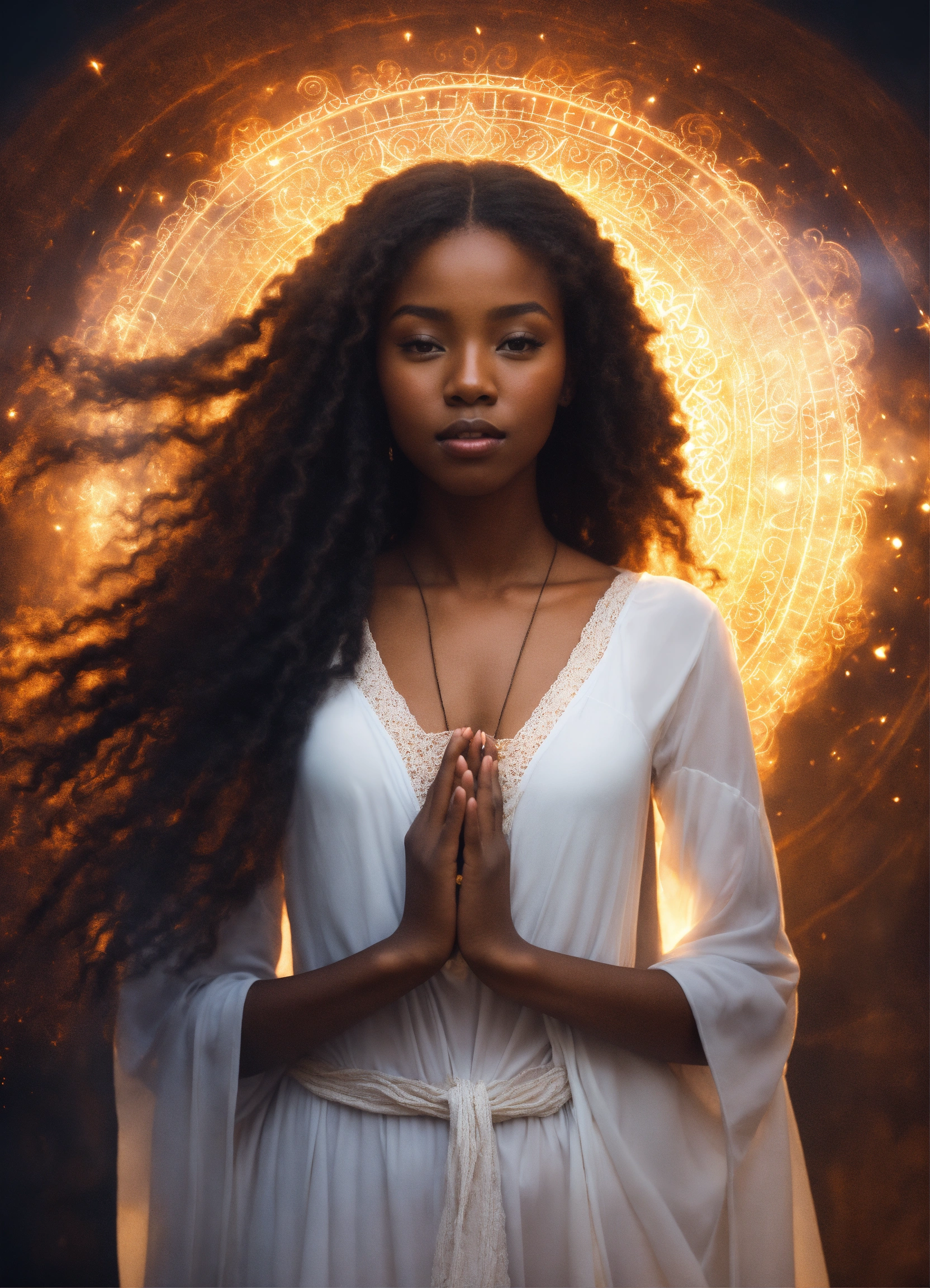 Lexica - A beautiful black girl as living spirit, she has long hair ...