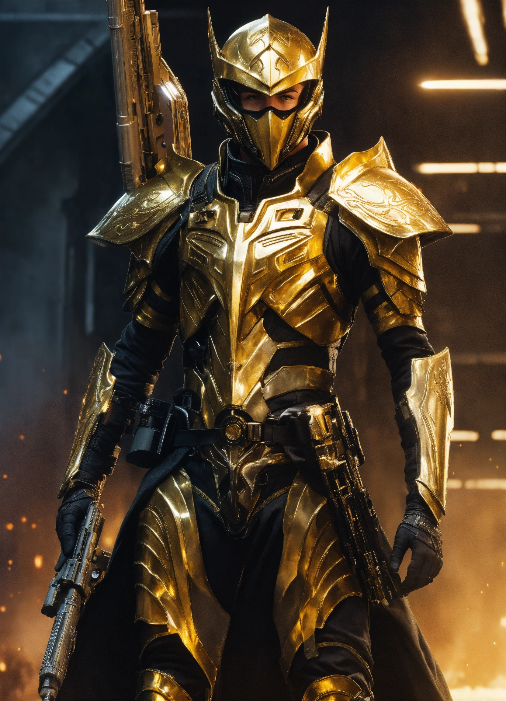 Lexica - Full body of a high elf sci fi soldier wearing heavy sci fi ...