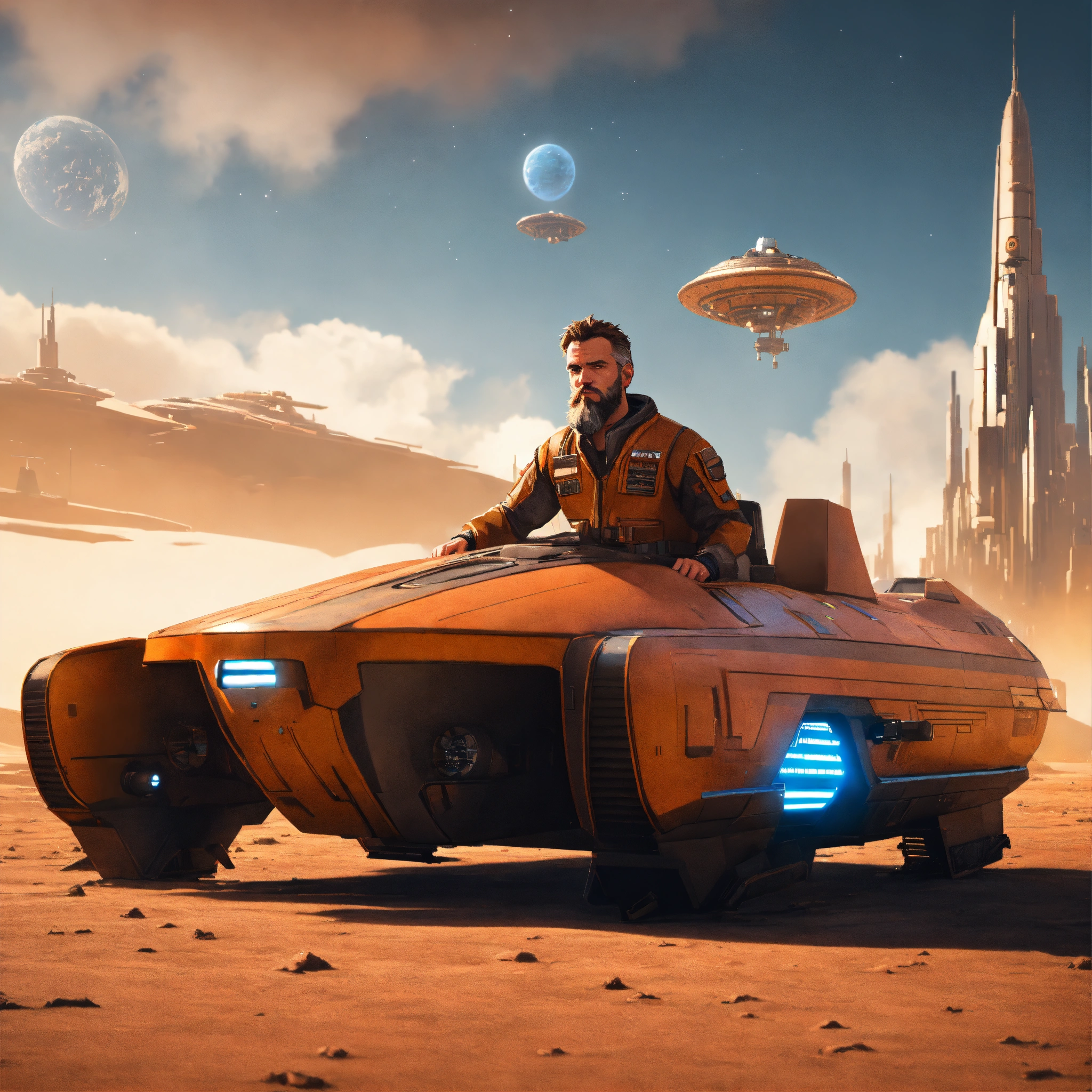 Lexica - A 45 year old masculine man with trim beard steals a space ...