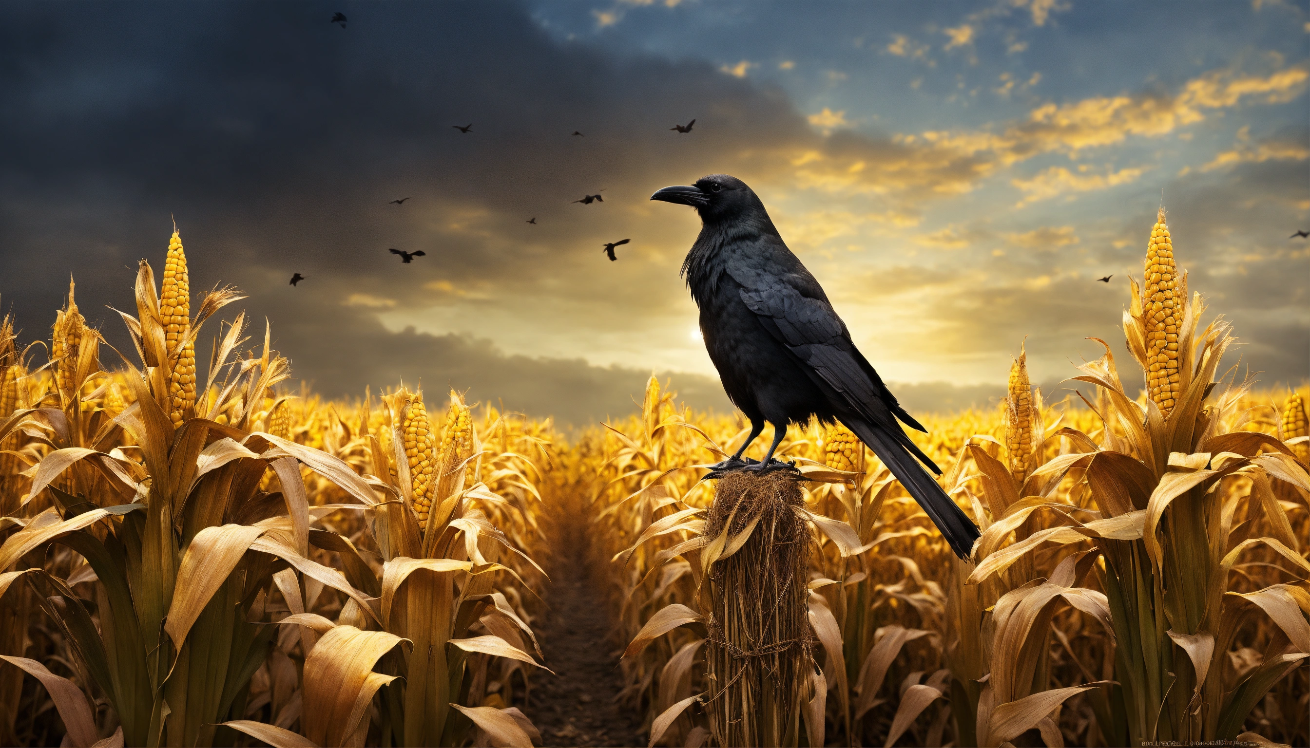 Lexica - "dead crow in corn field" 3D pictures, storybook illustration ...