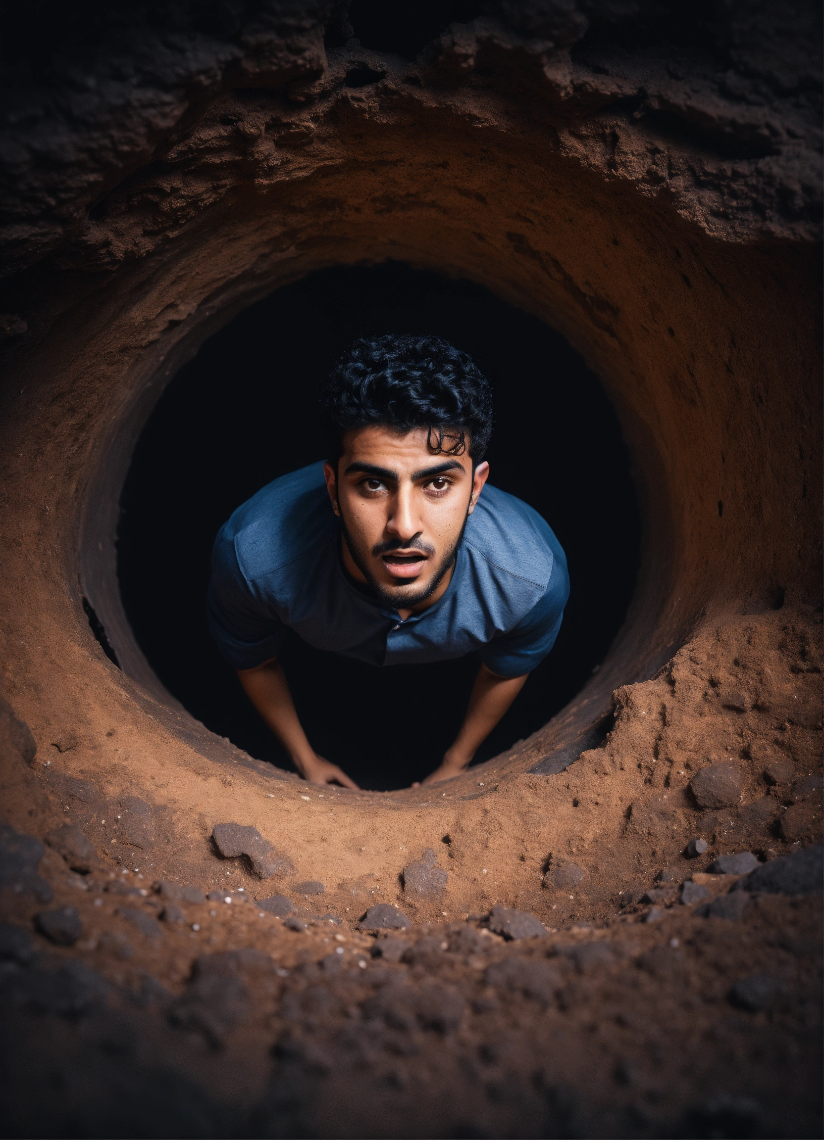 Lexica - A young arab man falling on deep dark empty hole , He shocked ...