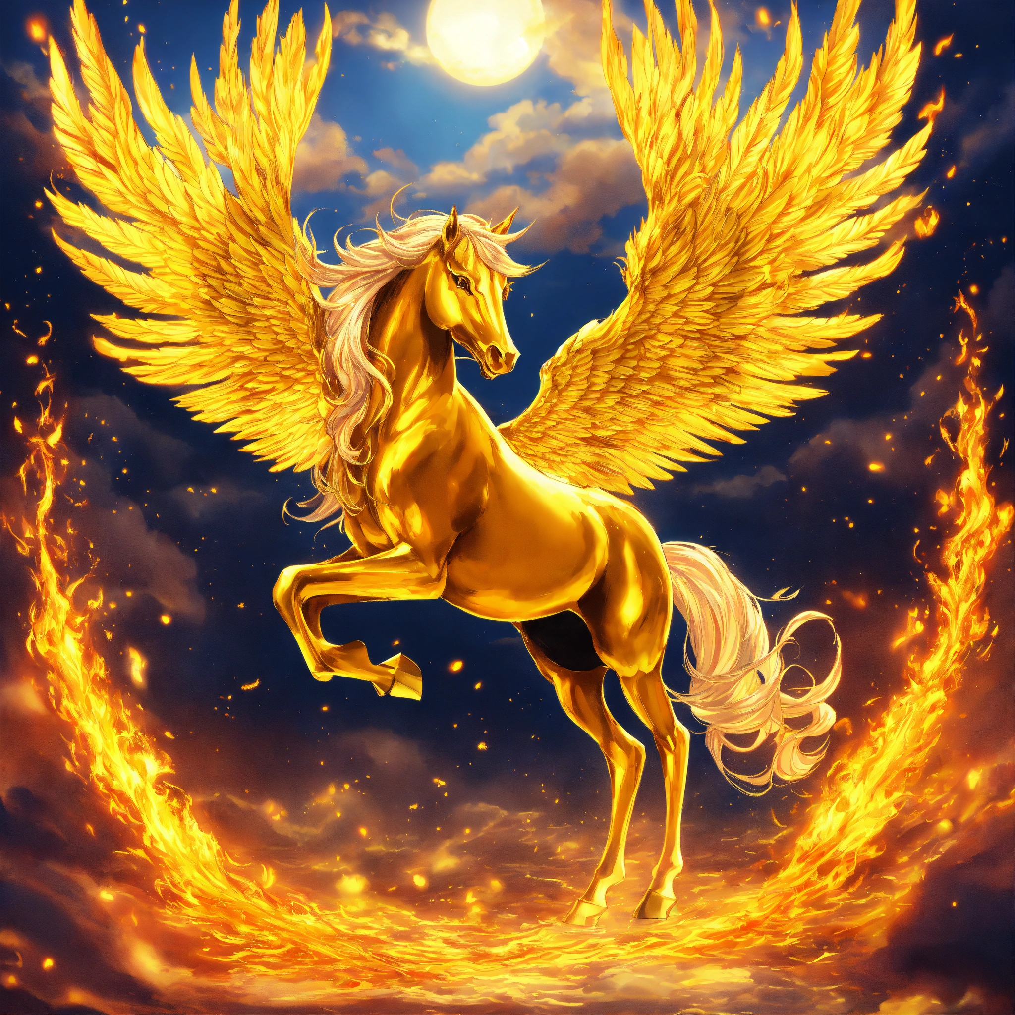 Lexica - Generate an image of a golden Pegasus in a vibrant anime style ...