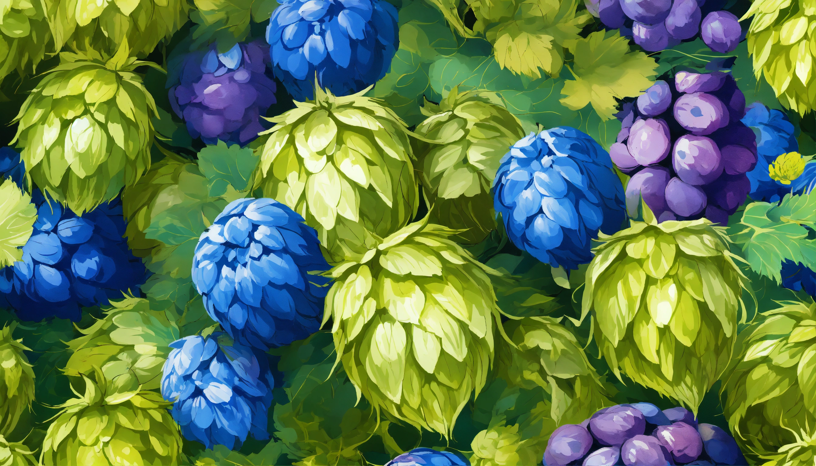 Lexica - Composition of bunches of hops with an explosion of colored ...