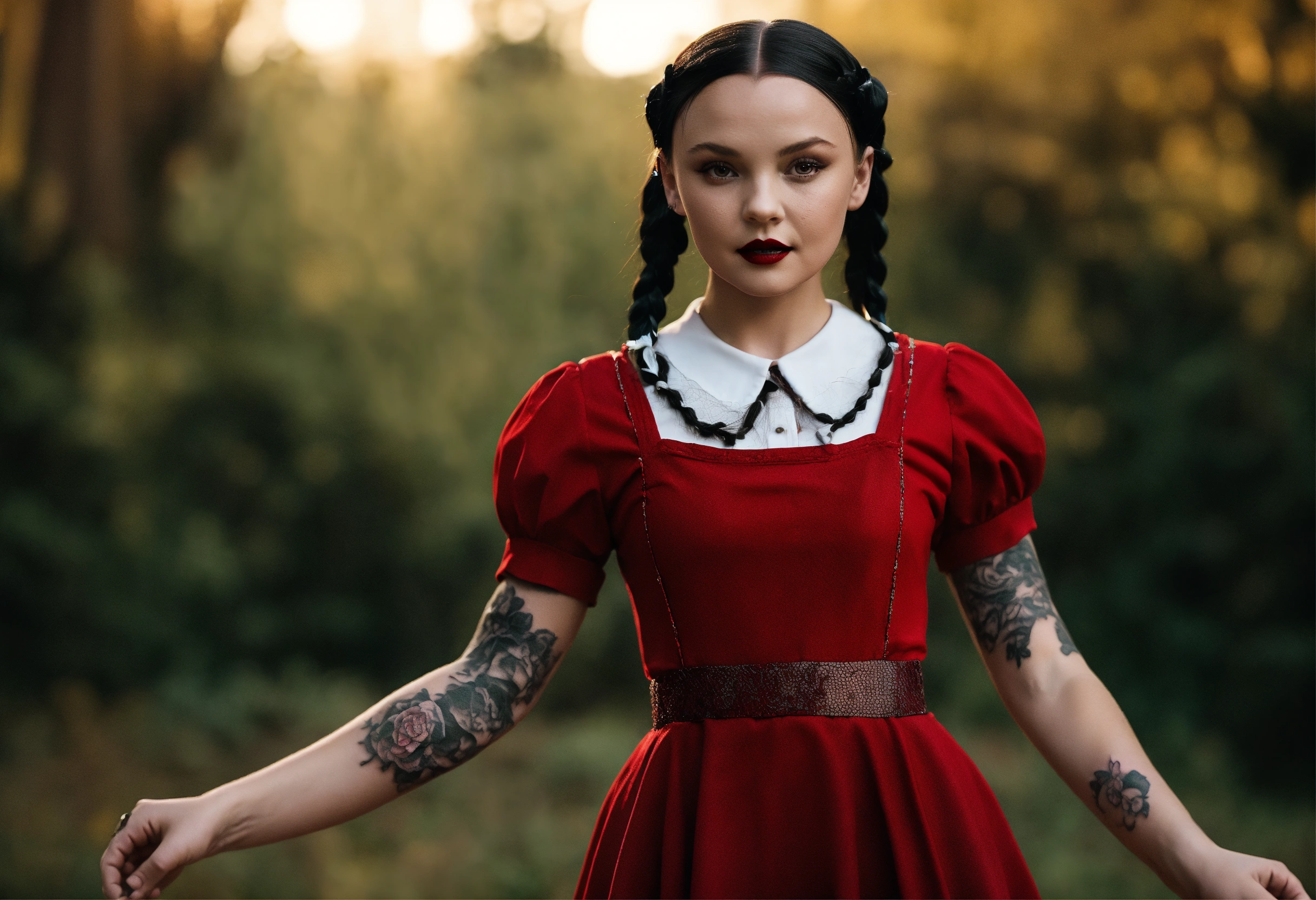 Lexica - Wednesday Addams from the series, black hair braided in two ...