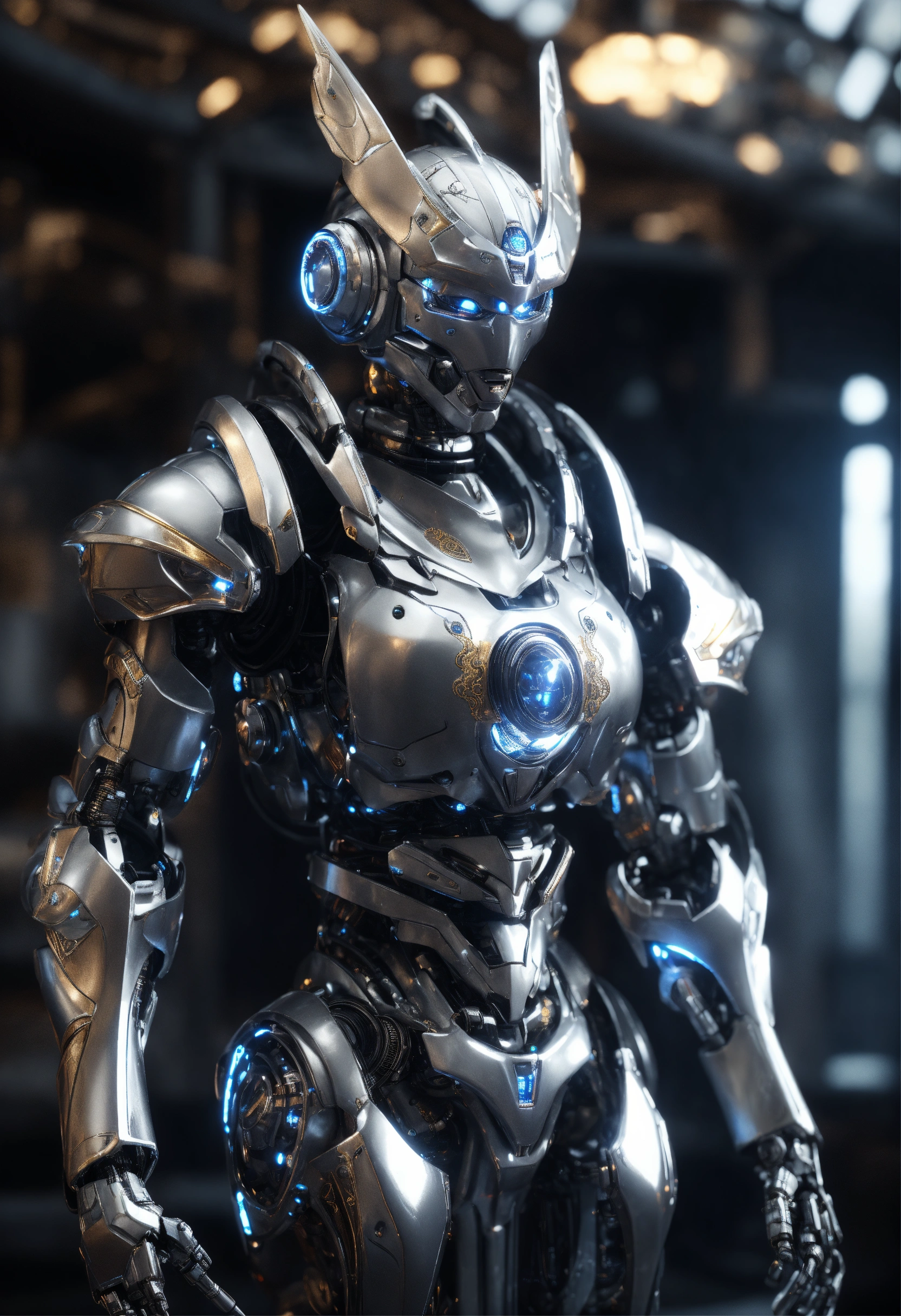Lexica - Robotic deity, silver, breathtaking, 4K resolution, unreal engine